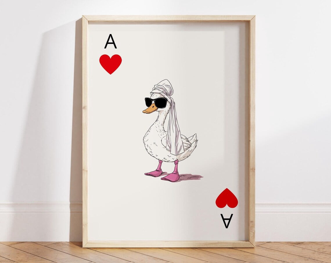 Duck In Head Towel Poster Print, Cute Girly Poster, Preppy Dorm Decor ...