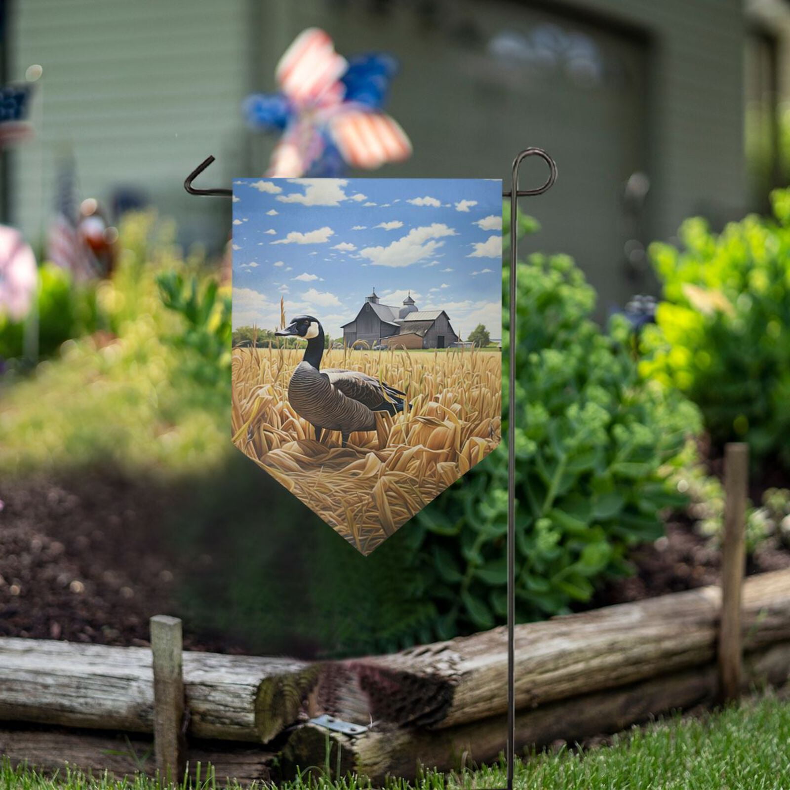 Duck Houses Trees Wheat Garden Flag 18" x 12.5" Double Sided Yard Lawn ...