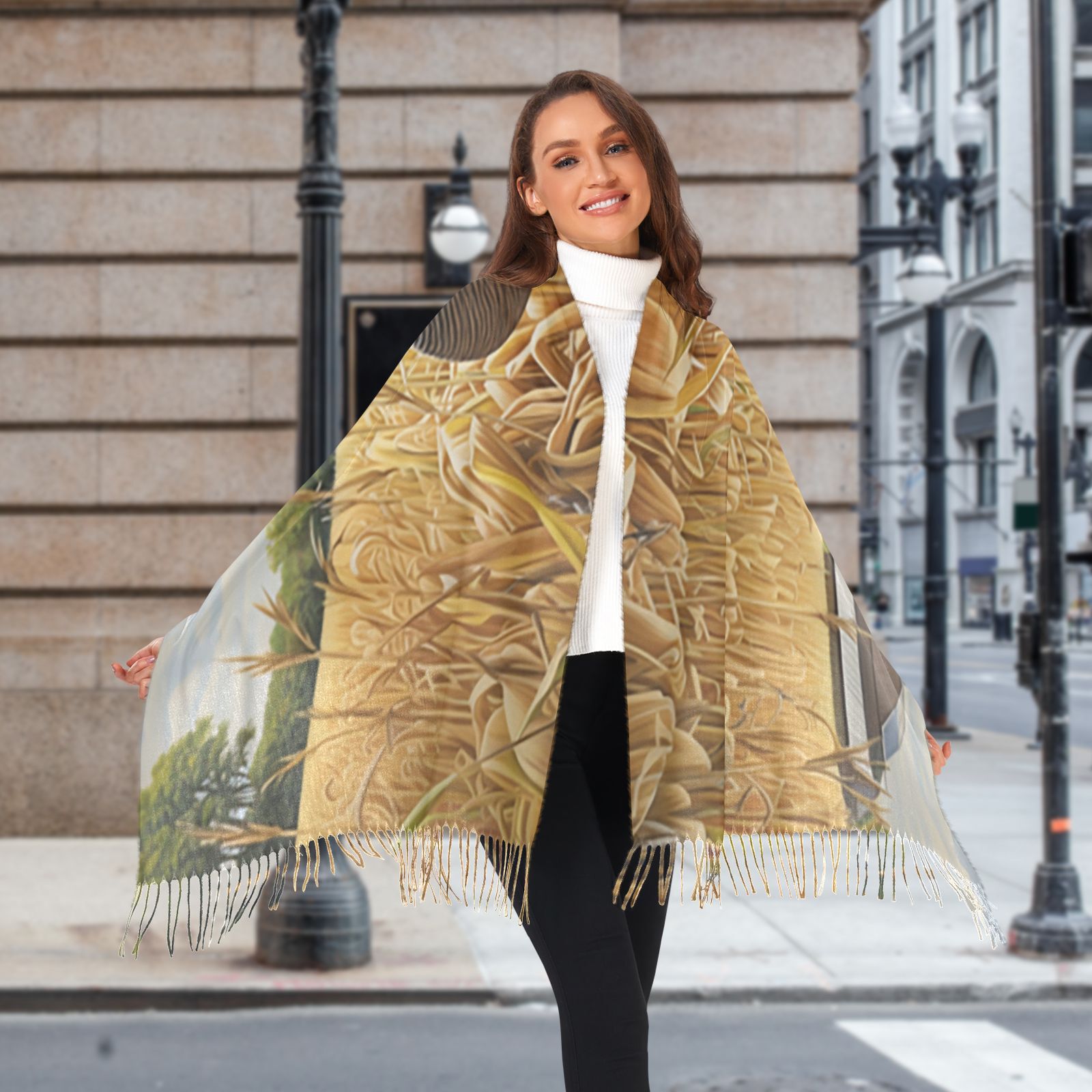 Duck Houses Trees Wheat Winter Scarf for Women Fashion Warm Long Soft ...