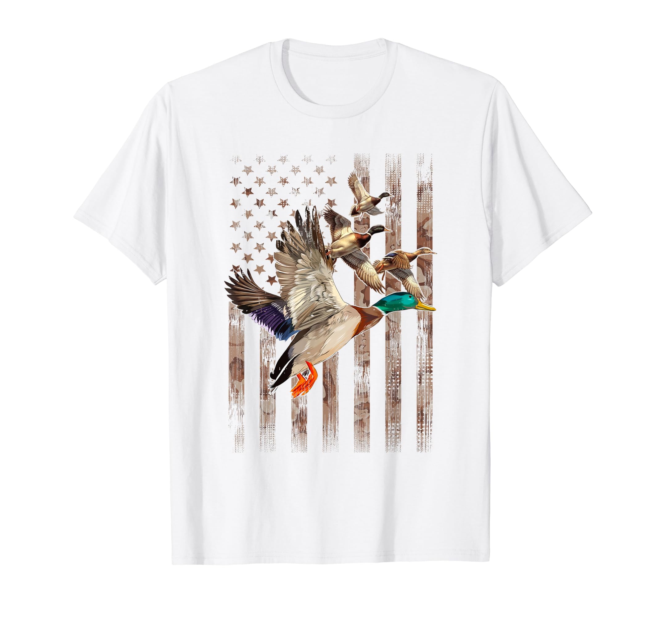 Duck Hunter American Flag Waterfowl Hunting Camouflage Men T-Shirt ...