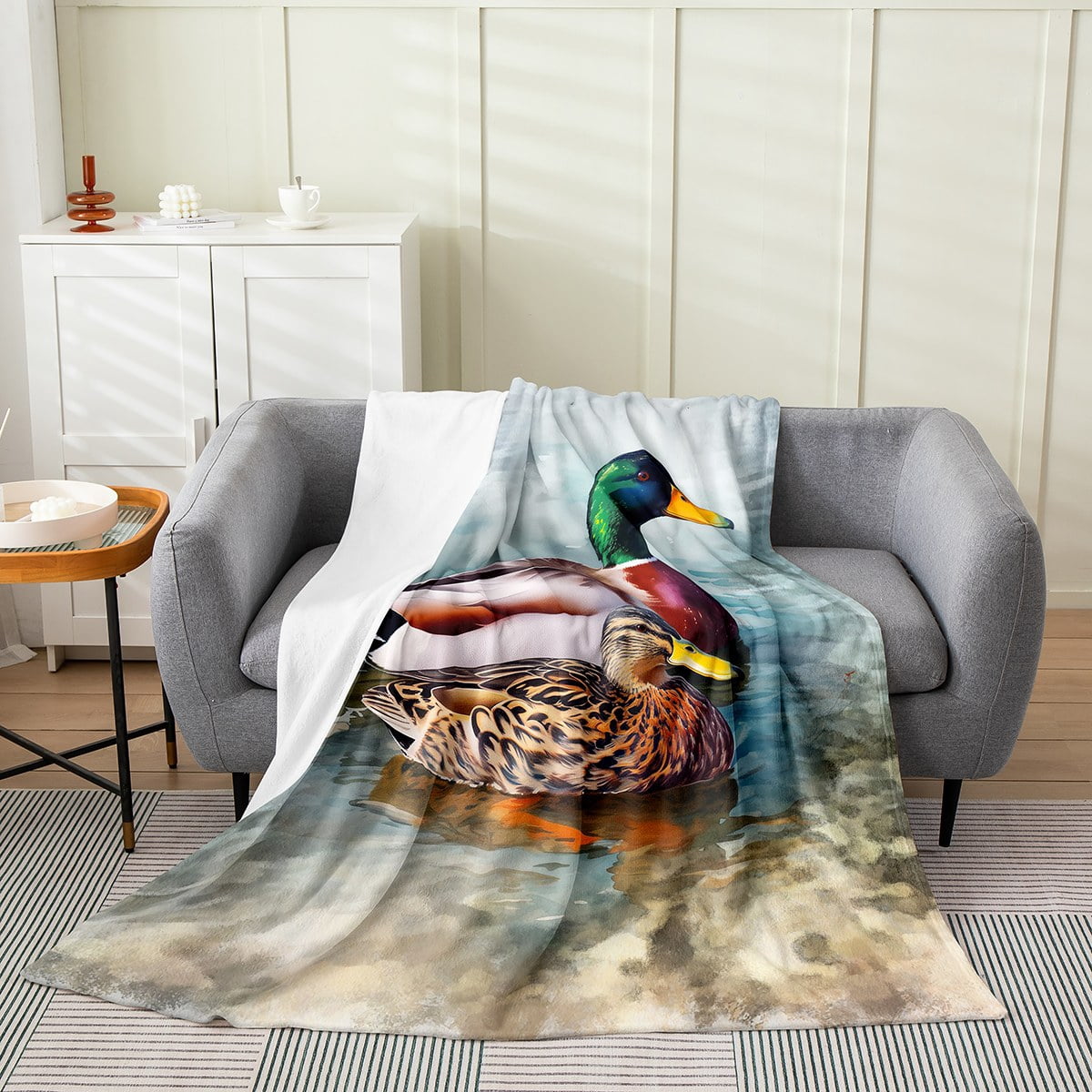 Duck Hunting 30x40 Fleece Blanket Couple Mallard Duck Blanket Poultry ...