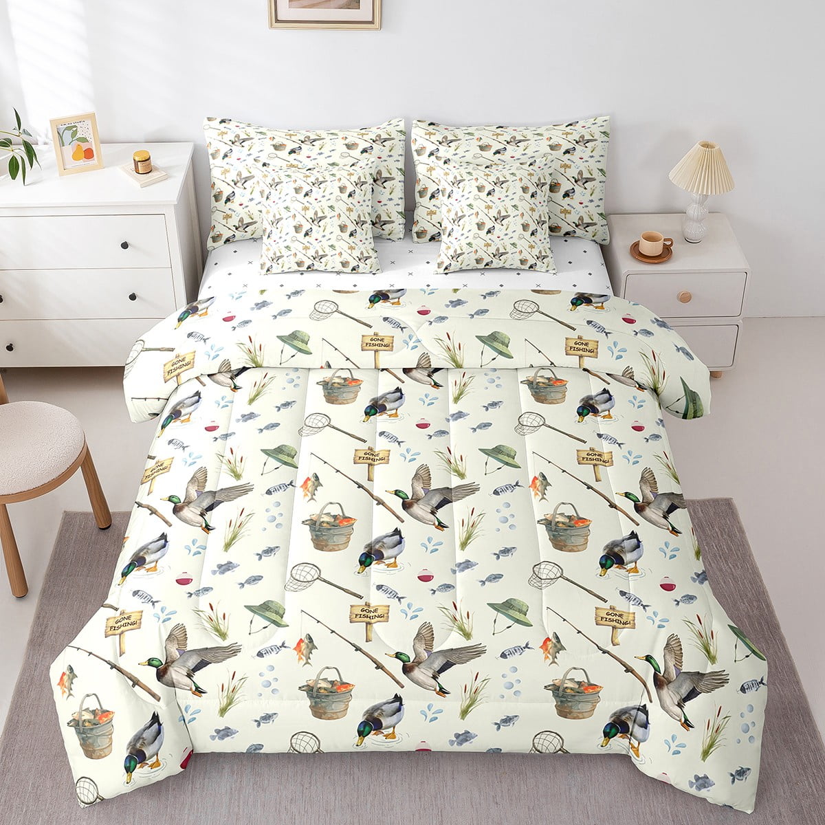 Duck Hunting Bedding Sets Fishing and Hunting Themed Bed in a Bag 7 ...