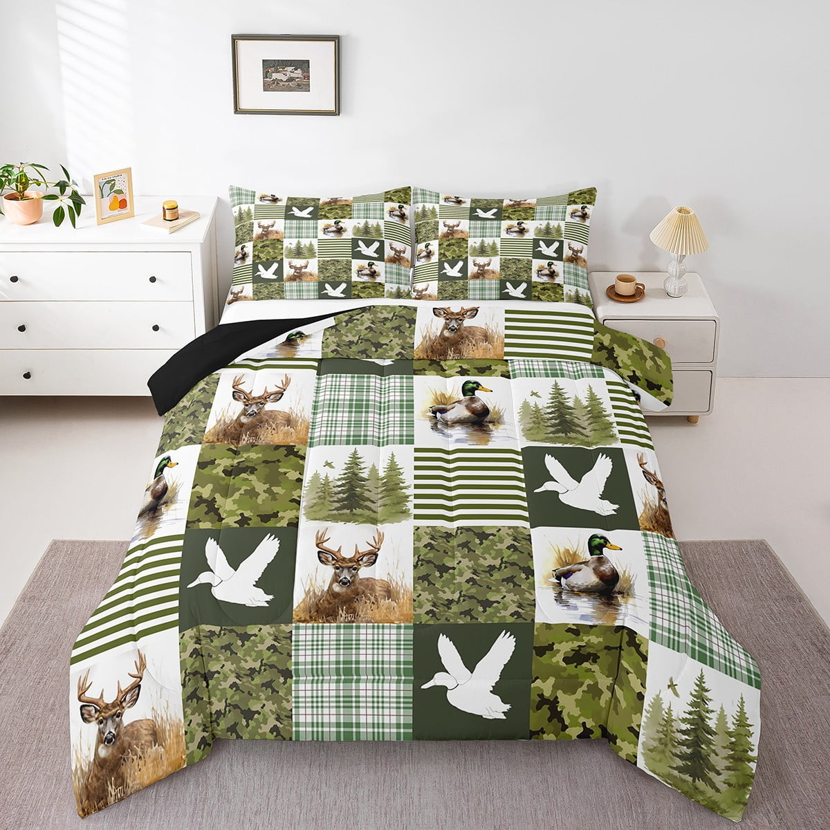 Duck Hunting Comforter Set King Hunting Deer Bedding Sets for Adult ...