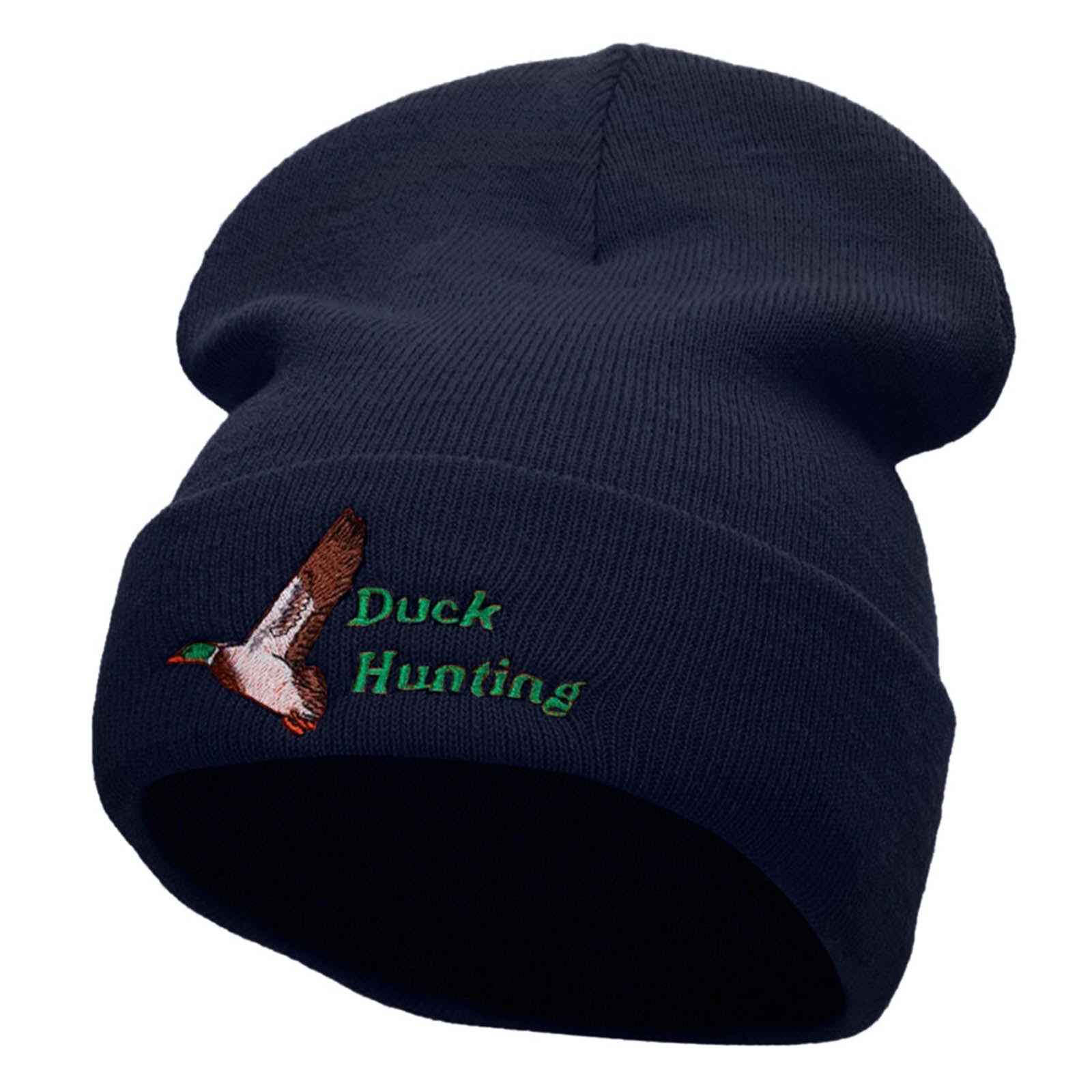 Duck Hunting Season Embroidered 12 Inch Long Knitted Beanie - Navy OSFM ...