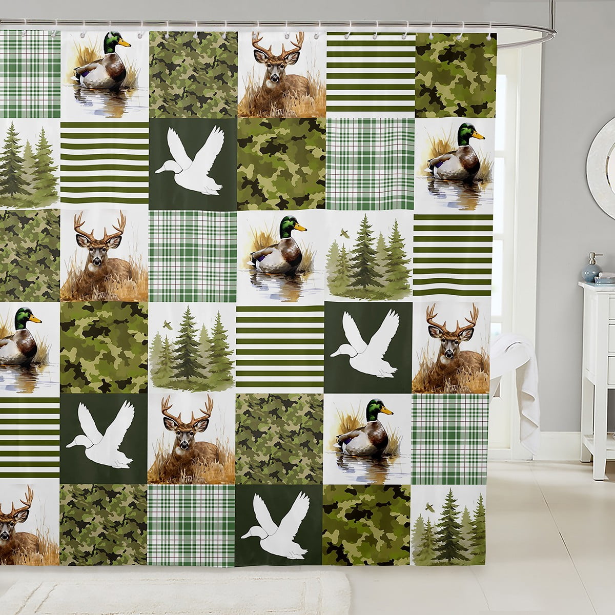Duck Hunting Shower Curtain Hunting Deer Bath Curtain for Adult Women ...