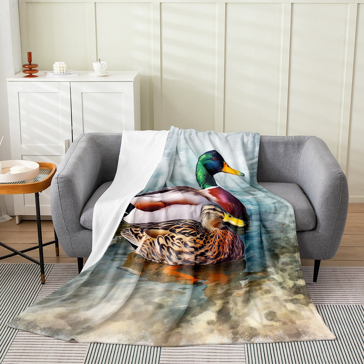 Duck Hunting Twin 60x80 Fleece Blanket Couple Mallard Duck Blanket ...