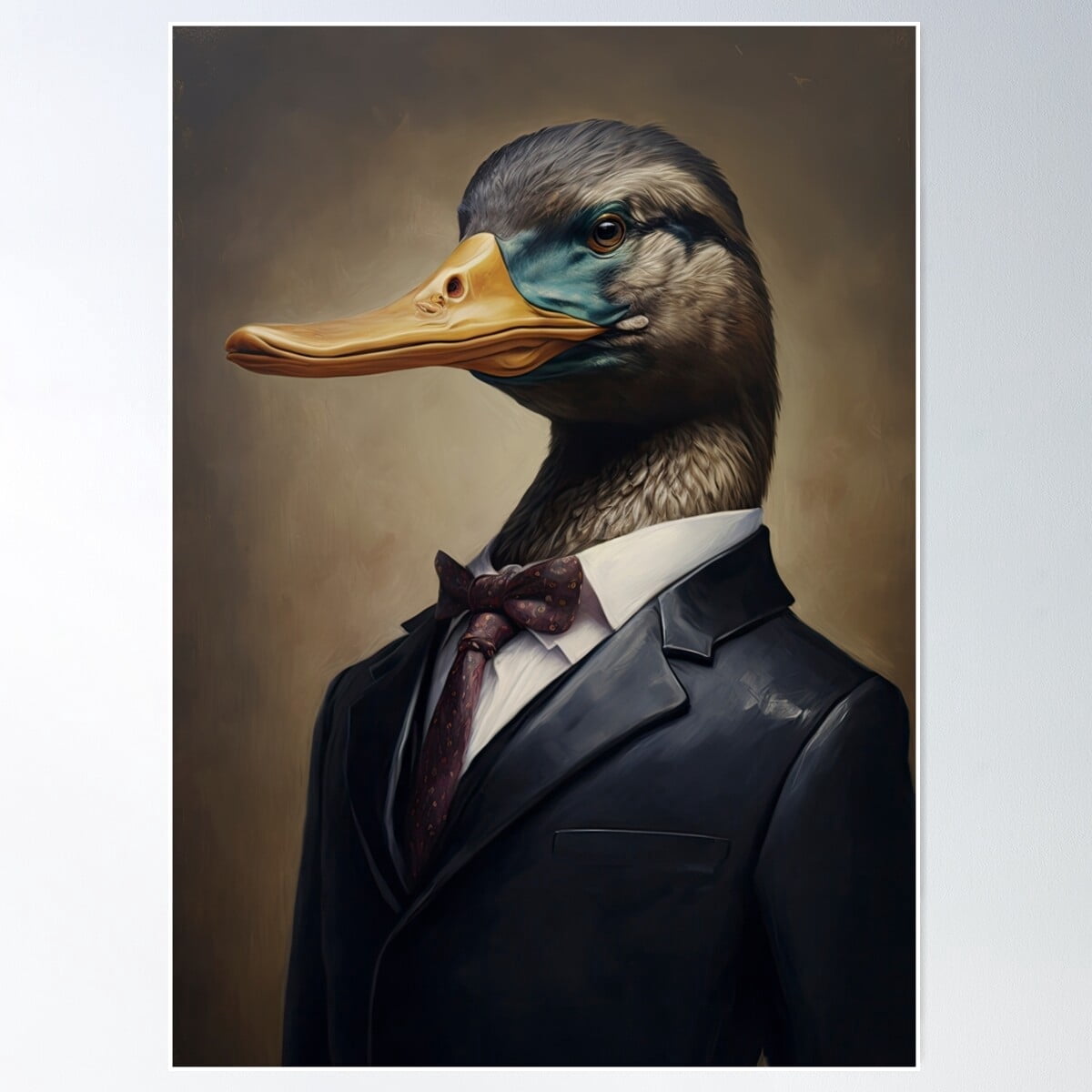 Duck In A Suit Poster Wall Art, UNFRAMED PAPER POSTER, Home Decor ...