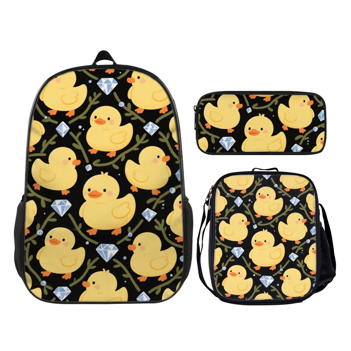 Duck Kawaii Backpack Lunch Box Pencil Bag Set Bag Set Cartoon Backpack ...
