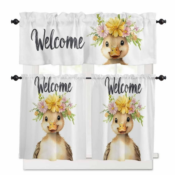 Duck Kitchen Curtains Valances and Tiers Set of 3 Welcome Tier Curtains ...