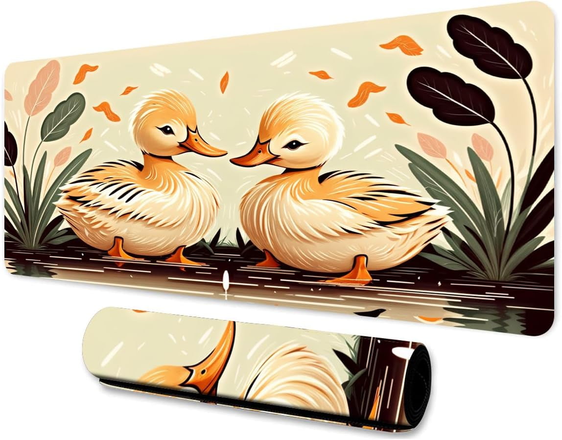 Duck Large Mouse Pad 31.5x11.8 Inches Cartoon Cute Wild Animals Plants ...