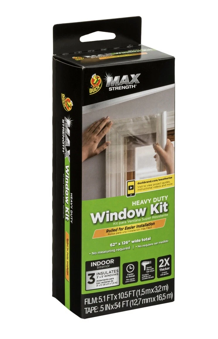 Duck Max Roll-On Window Kit 62”X 126” Insulating Shrink Film Heavy Duty ...