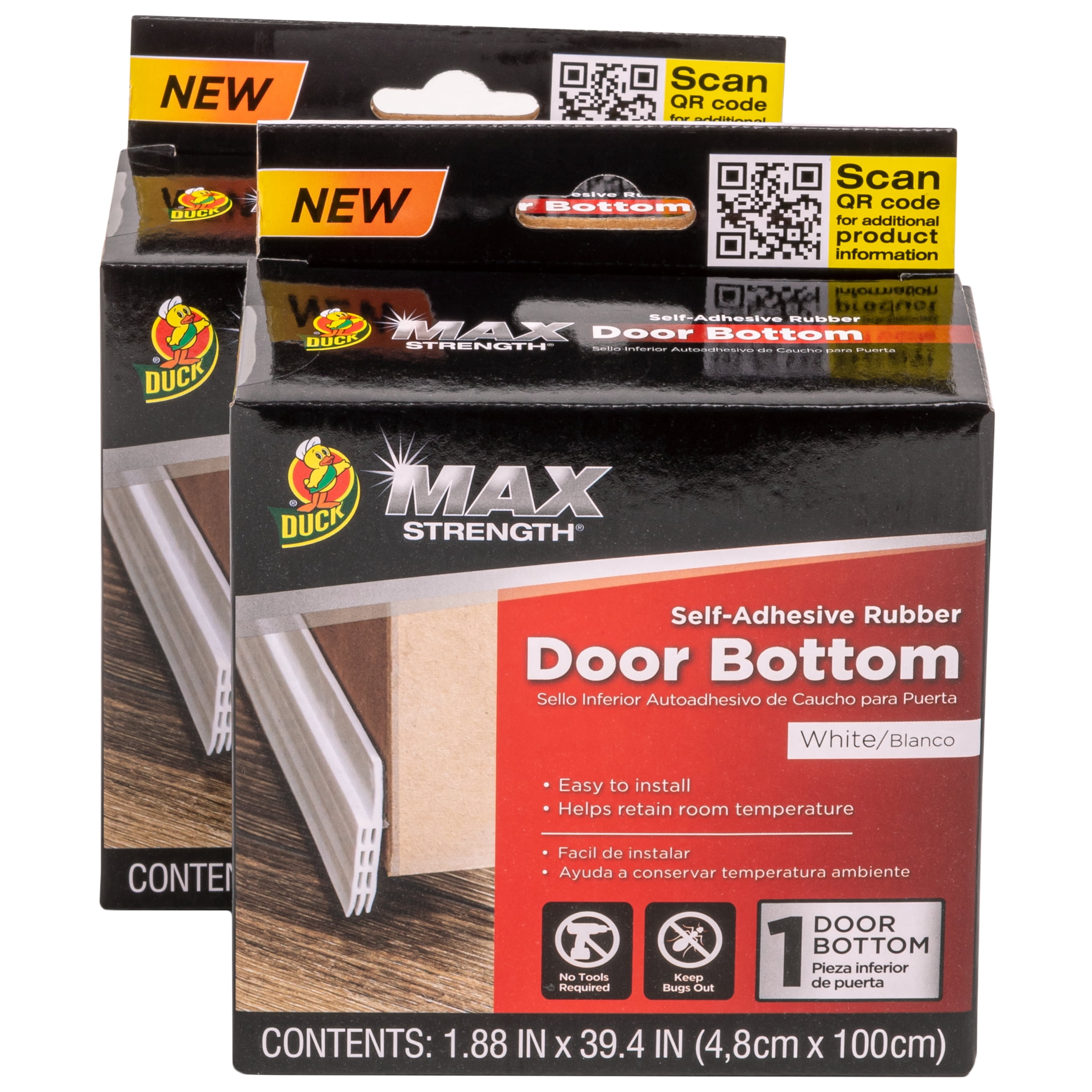 Duck Max 1.88In Wide x 39.4In Long Rubber, White Self-Adhesive Door ...