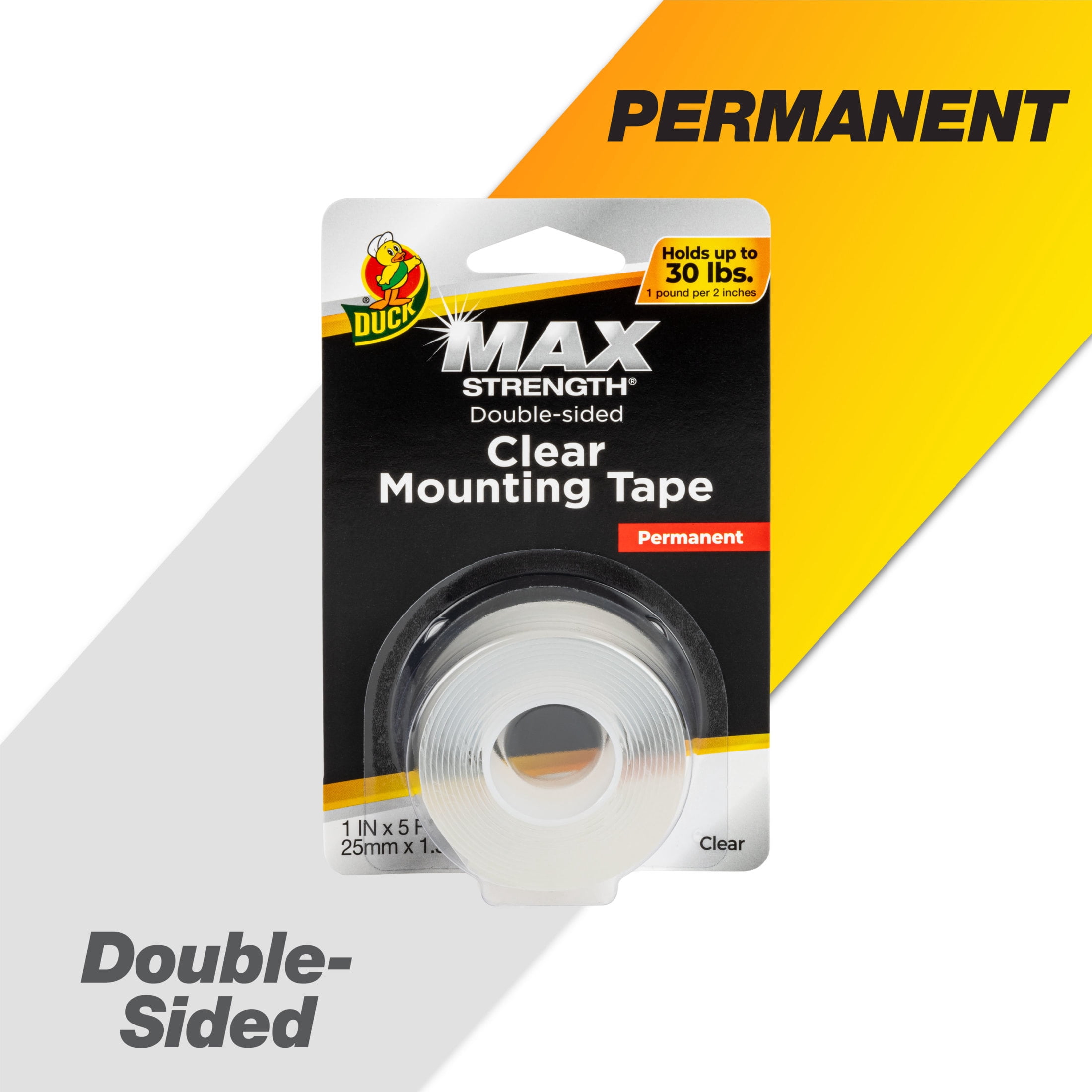 Duck Max Strength 1 in. x 60 in. Clear Mounting Tape - Walmart.com