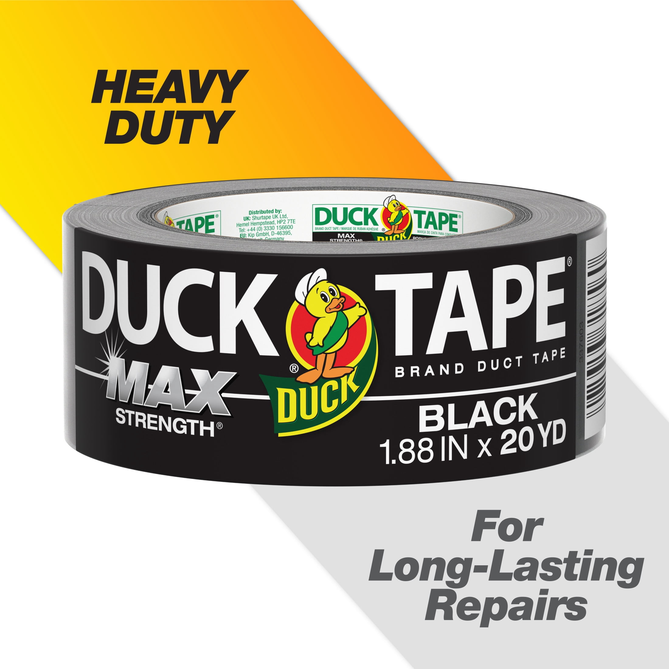 Duck Brand Max Strength Duct Tape, 1.88 in. x 20 yd., Black, Durable ...