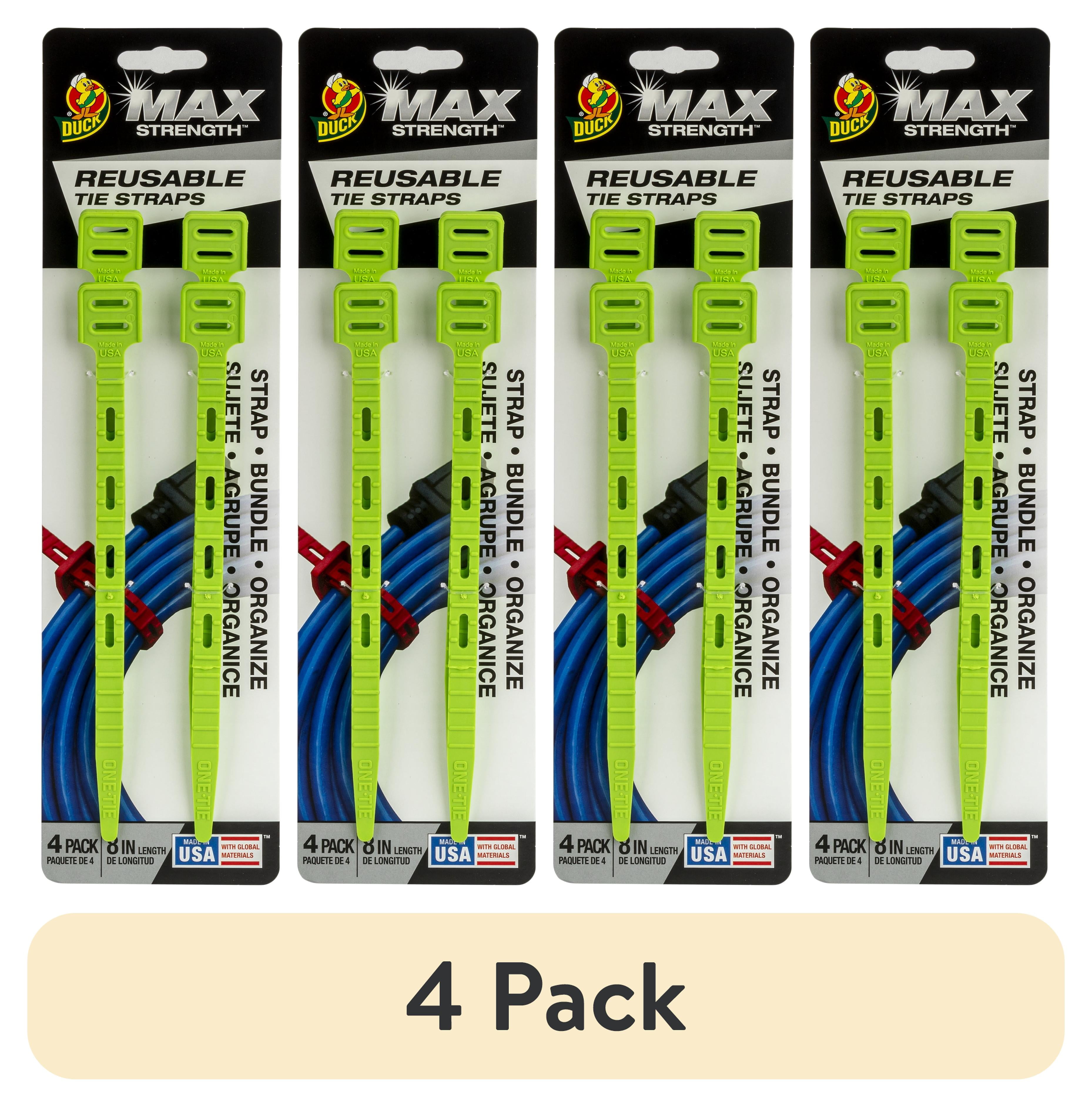 (4 pack) Duck Max Strength Reusable Tie Straps, 8 in., Green, 4 Pack ...