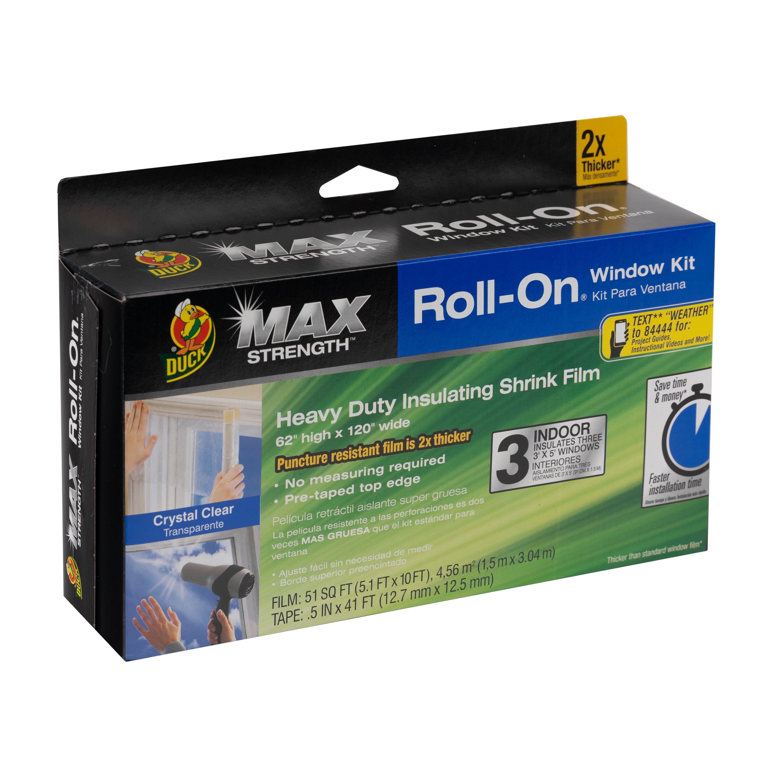 Duck Max Strength Roll-On Clear Plastic Window Insulation Kits, 62 in ...