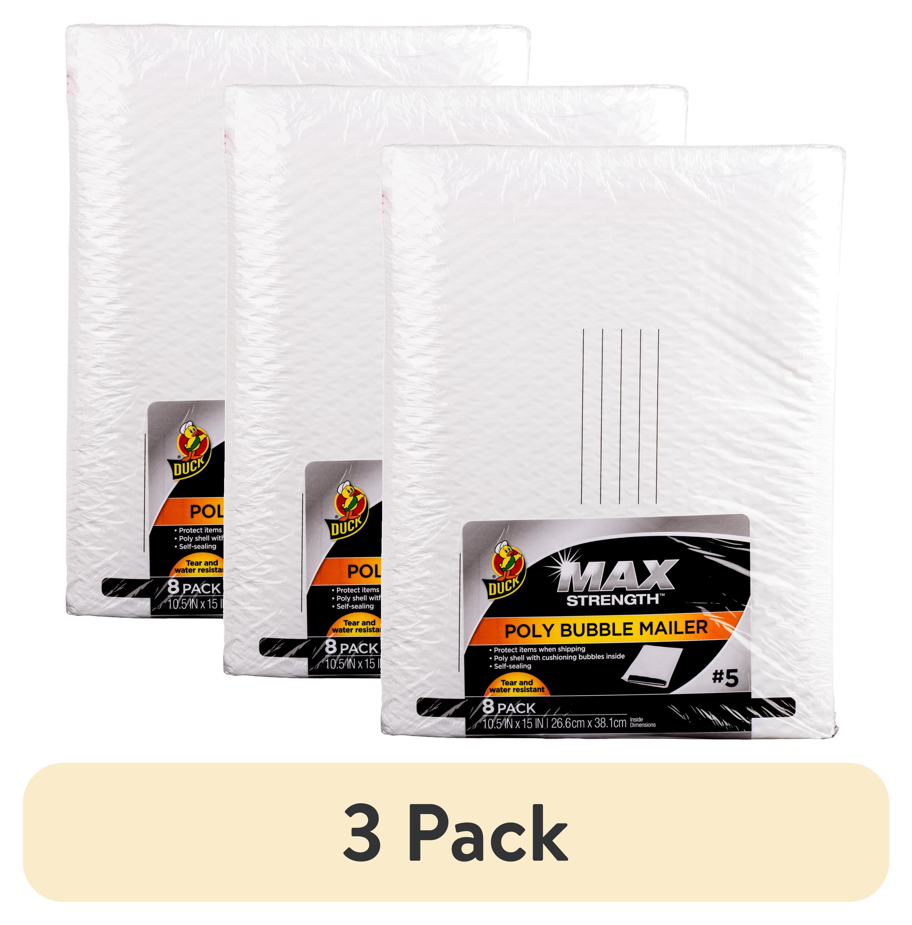 (3 pack) Duck Max Strength Self-Sealing Poly Bubble Mailer #5, 10.5" x ...