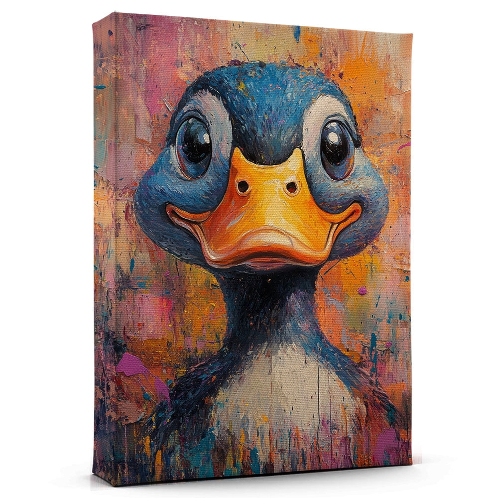 Duck Mottled Canvas For Wall, Funny Animal Decor Duck Mottled Canvas ...