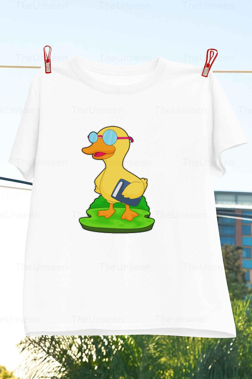 Duck Nerd Book Glasses Funny Bird Smart Reading Fun Unisex T-Shirt up ...