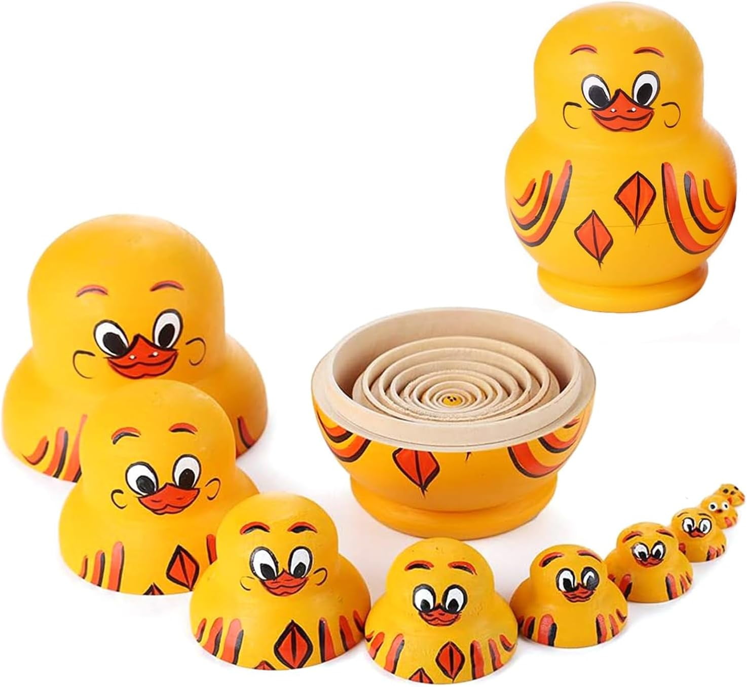 Duck Nested Doll, 10 PCS Wooden Duck Stack Prank, Baby Duck Prank ...