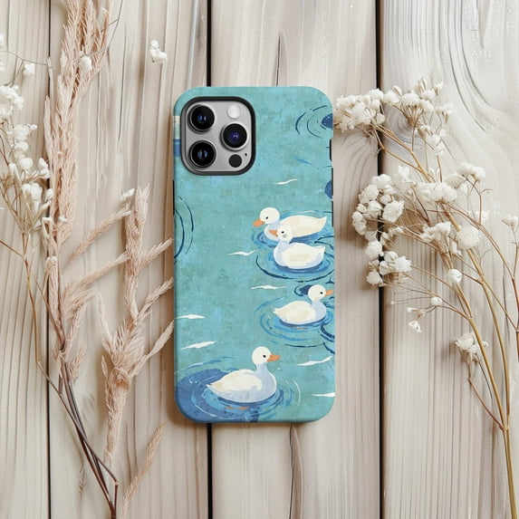 Duck Pond Whimsical Animal Pattern Aesthetic Phone Case for iPhone 17 ...