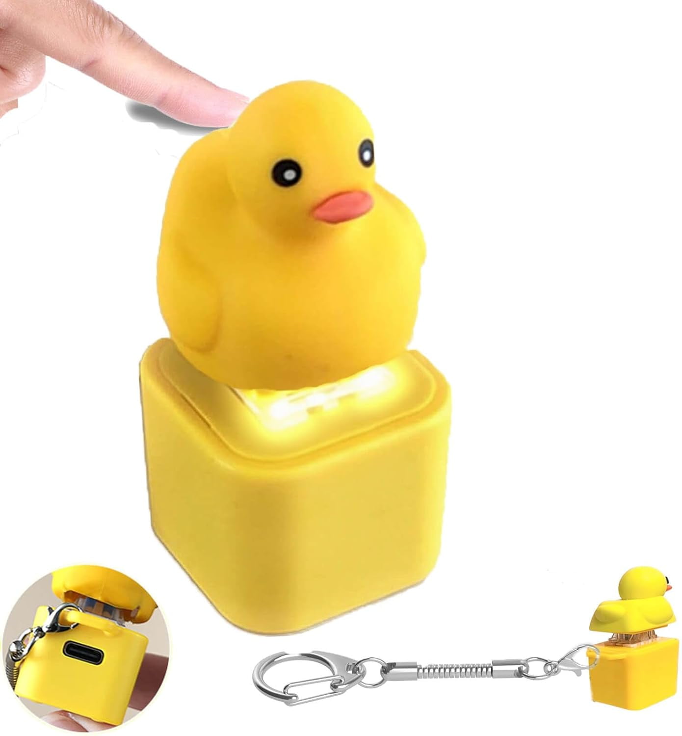 Duck Quacking Fidget Toys Keychain - Rechargeable Duck Keyboard Keycap ...
