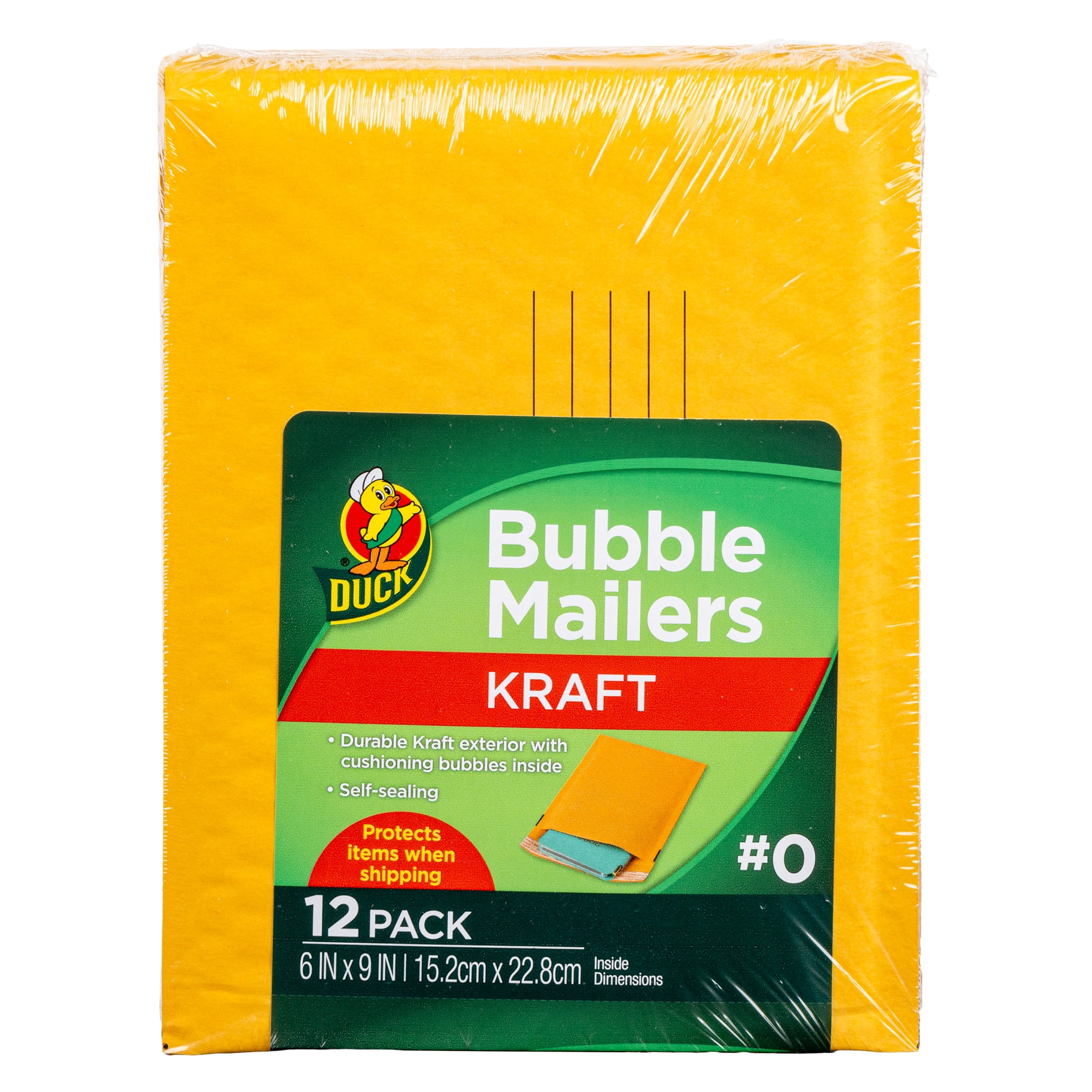 Duck Self-Seal Kraft Bubble Mailer #0, 6" x 9", Solid Manila, 12 Pack ...