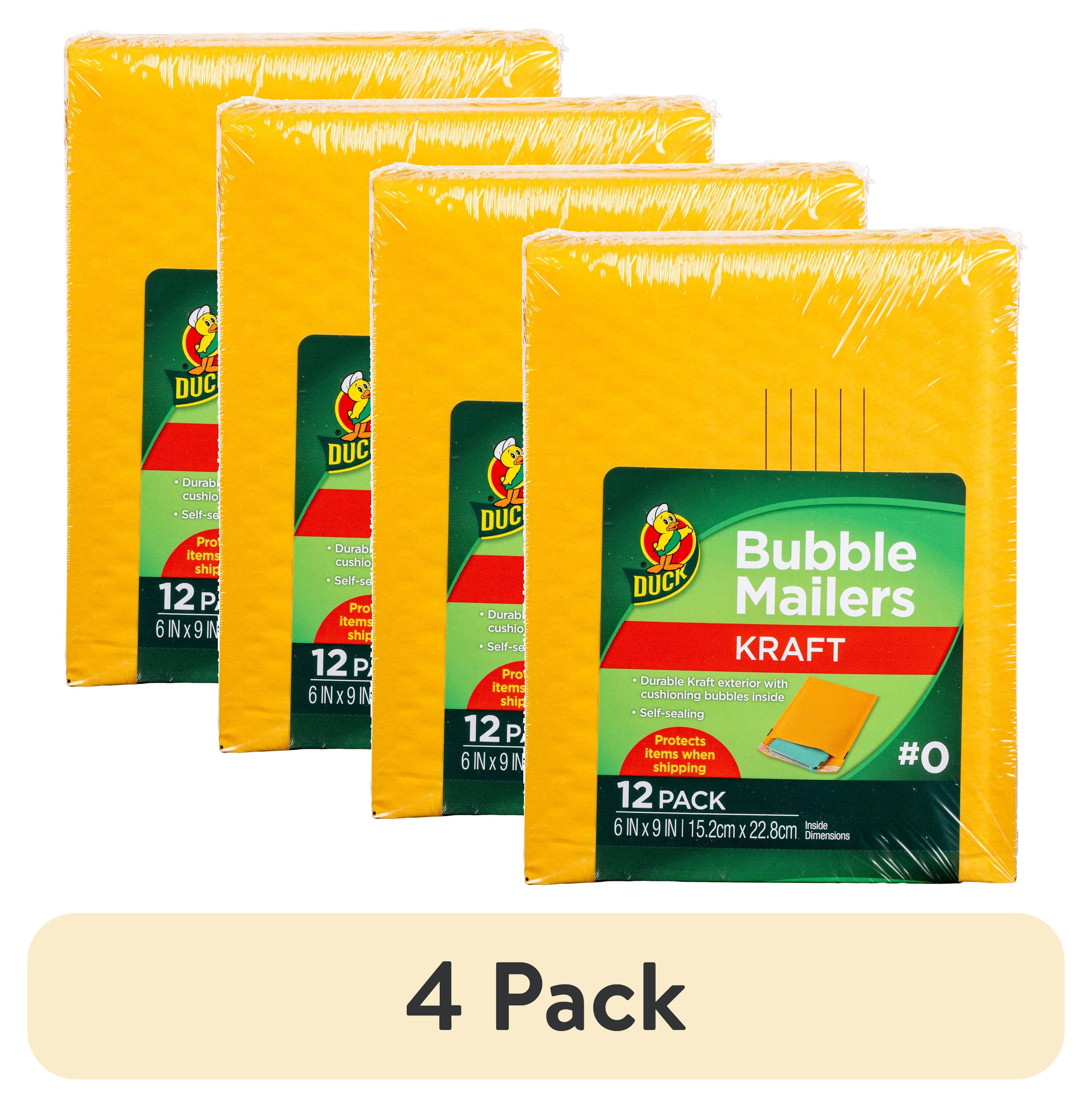 (4 pack) Duck Self-Seal Kraft Bubble Mailer #0, 6" x 9", Solid Manila ...