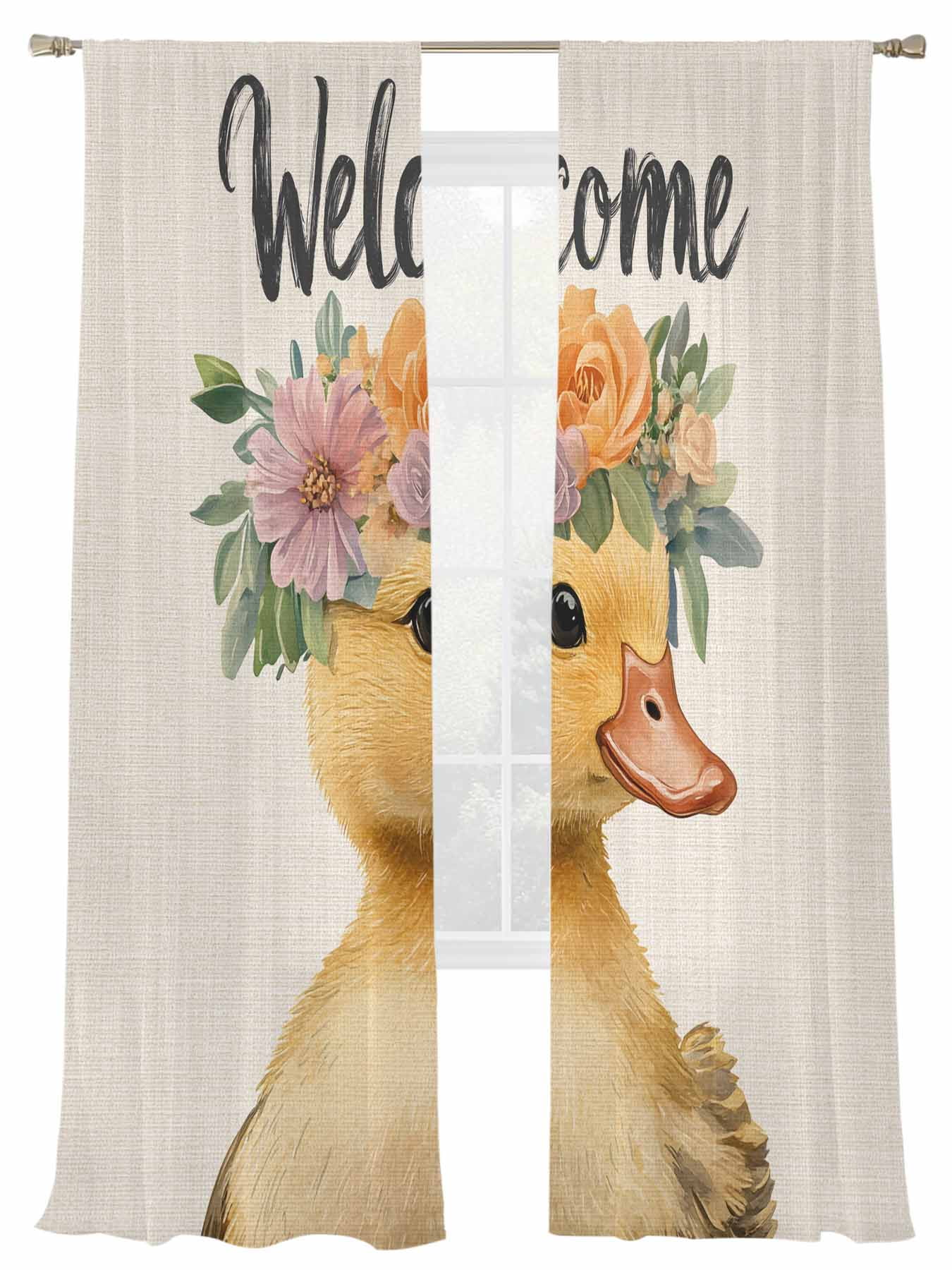 Duck Sheer Curtains for Living Room Bedroom, Welcome Light Filtering ...