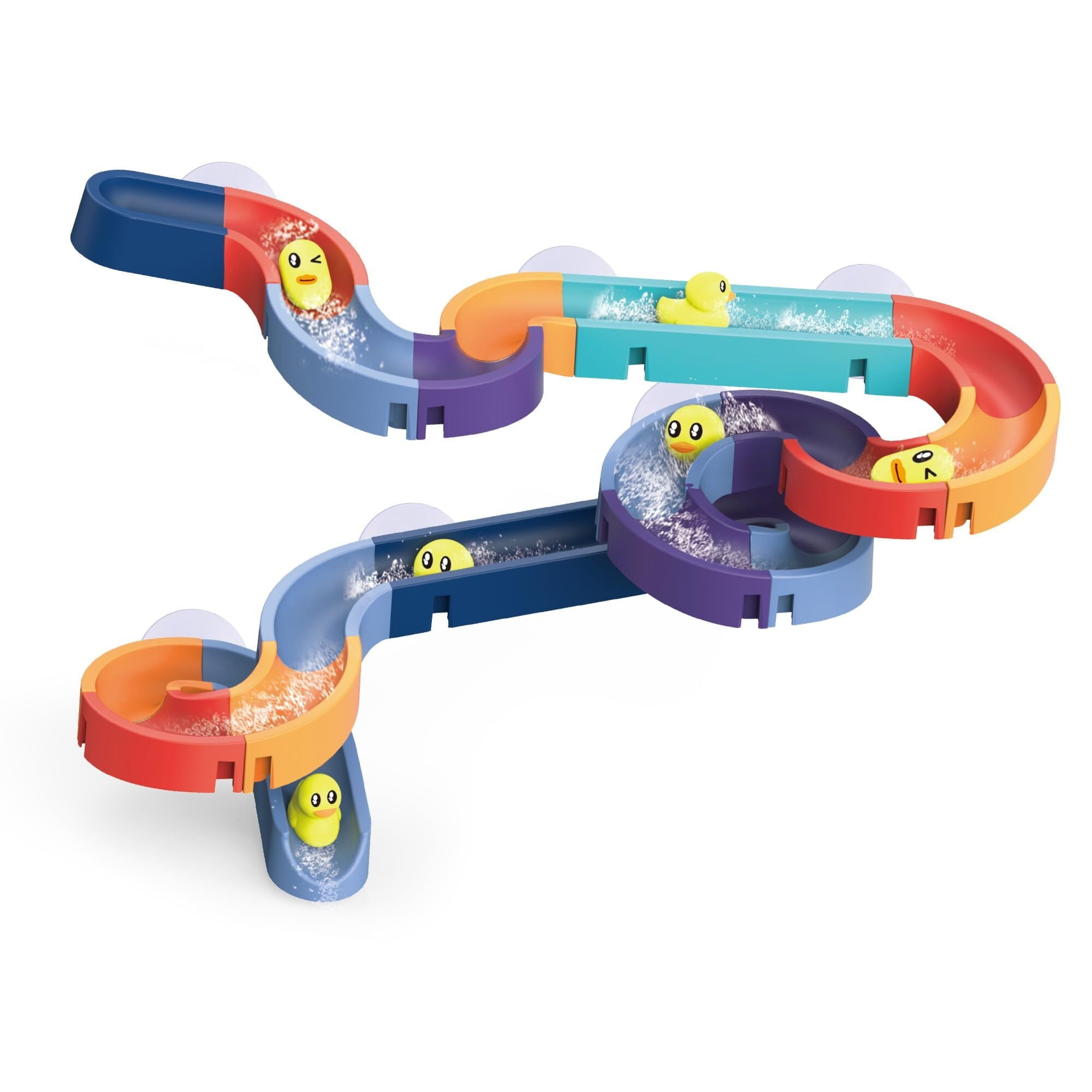 Duck Slide Bath Toys for Kids Ages 3+, 34 PCS DIY Wall Track Building ...
