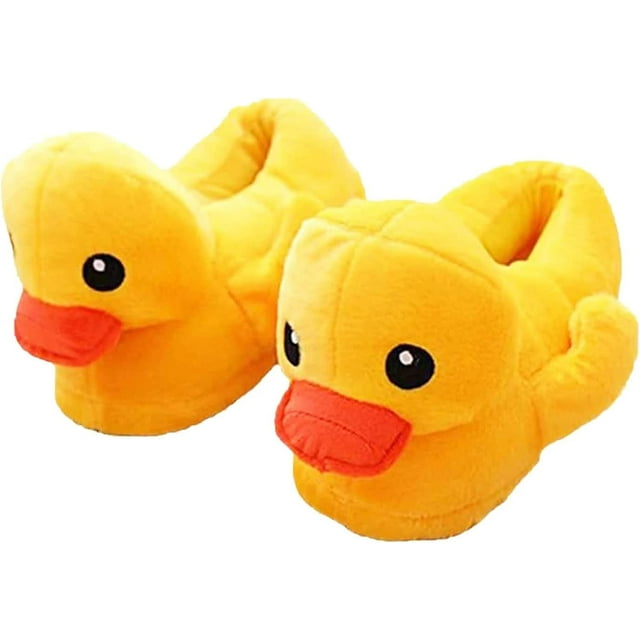 Yellow Duck Plush Cotton Slippers, Duck Figure with Flappy Wings ...