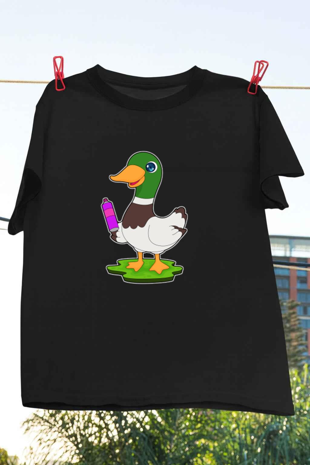 Duck Sprayer Funny Cartoon Duck With Can T-Shirt up to 5XL - Walmart.com