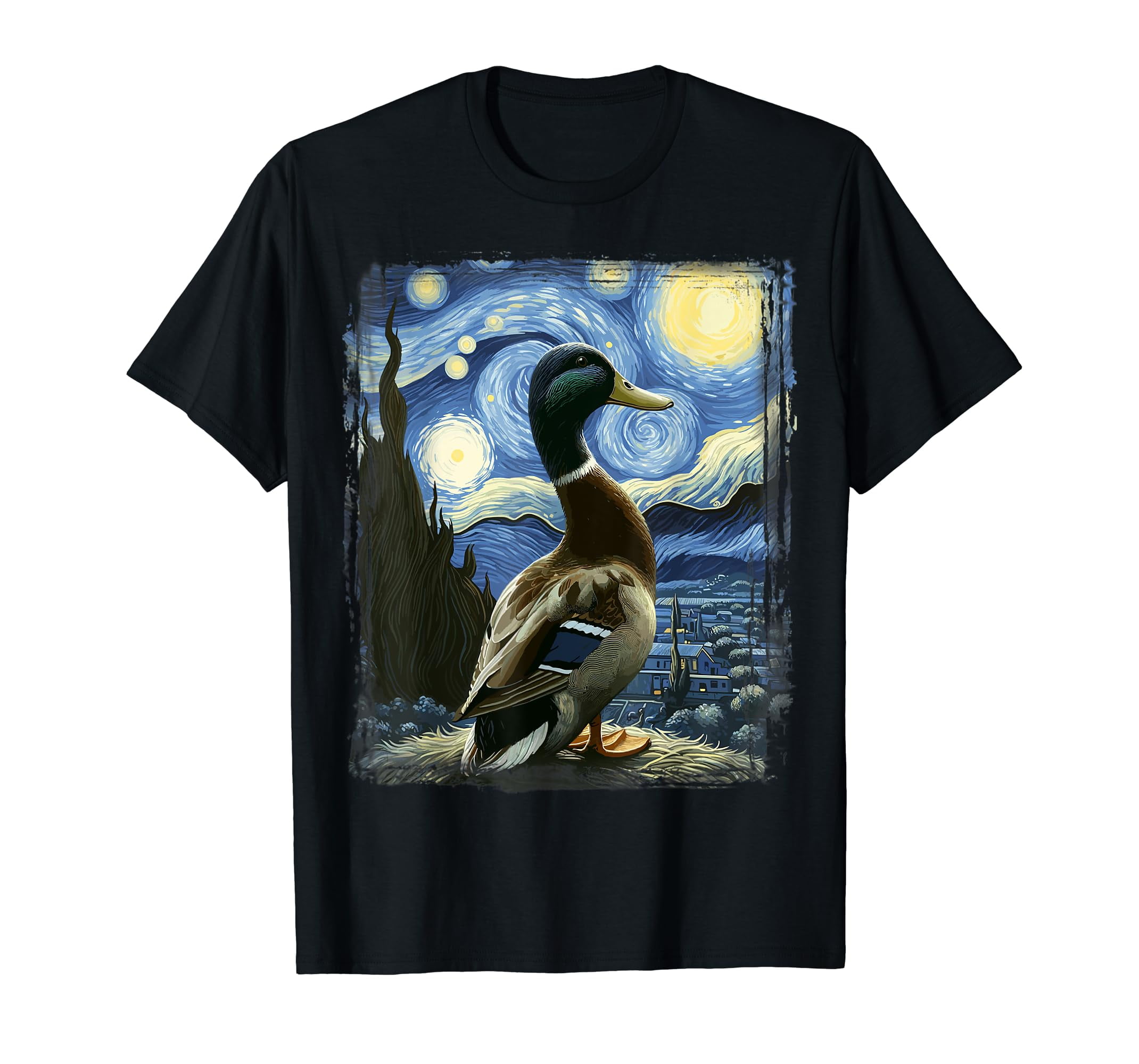 Duck Star Gazer - Artistic Van Gogh Style Starry Night Duck T-Shirt ...