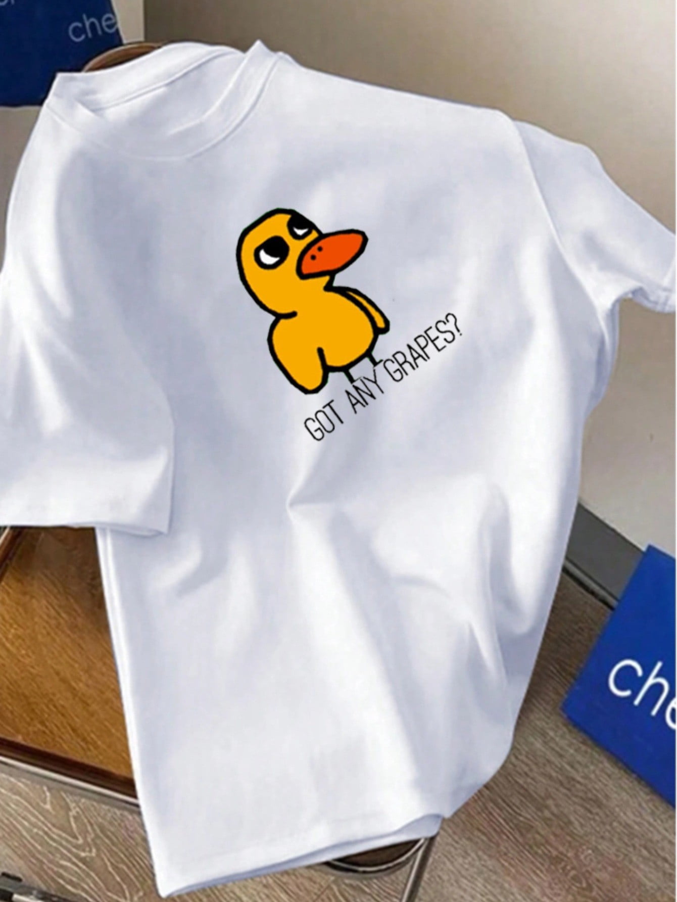 [Duck T-Shirt] Cotton Crew Neck T-Shirt | Humorous Duck Graphic, Slight ...