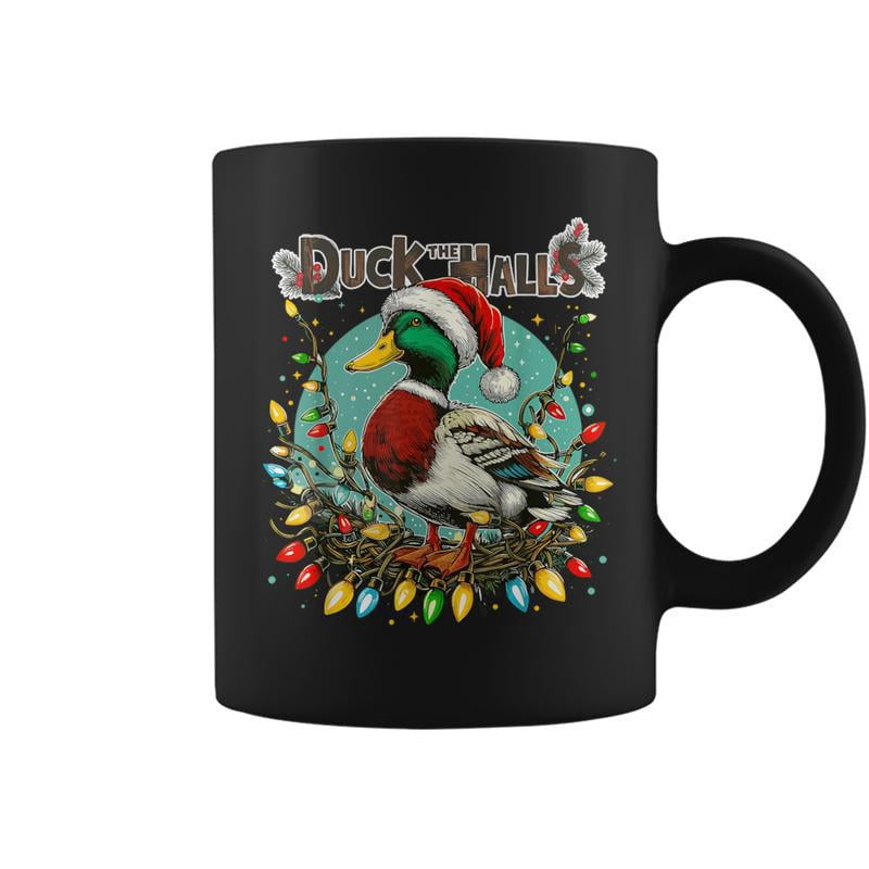 Duck The Halls Christmas Mallard Xmas Hunting Duck Men Coffee Mugs ...