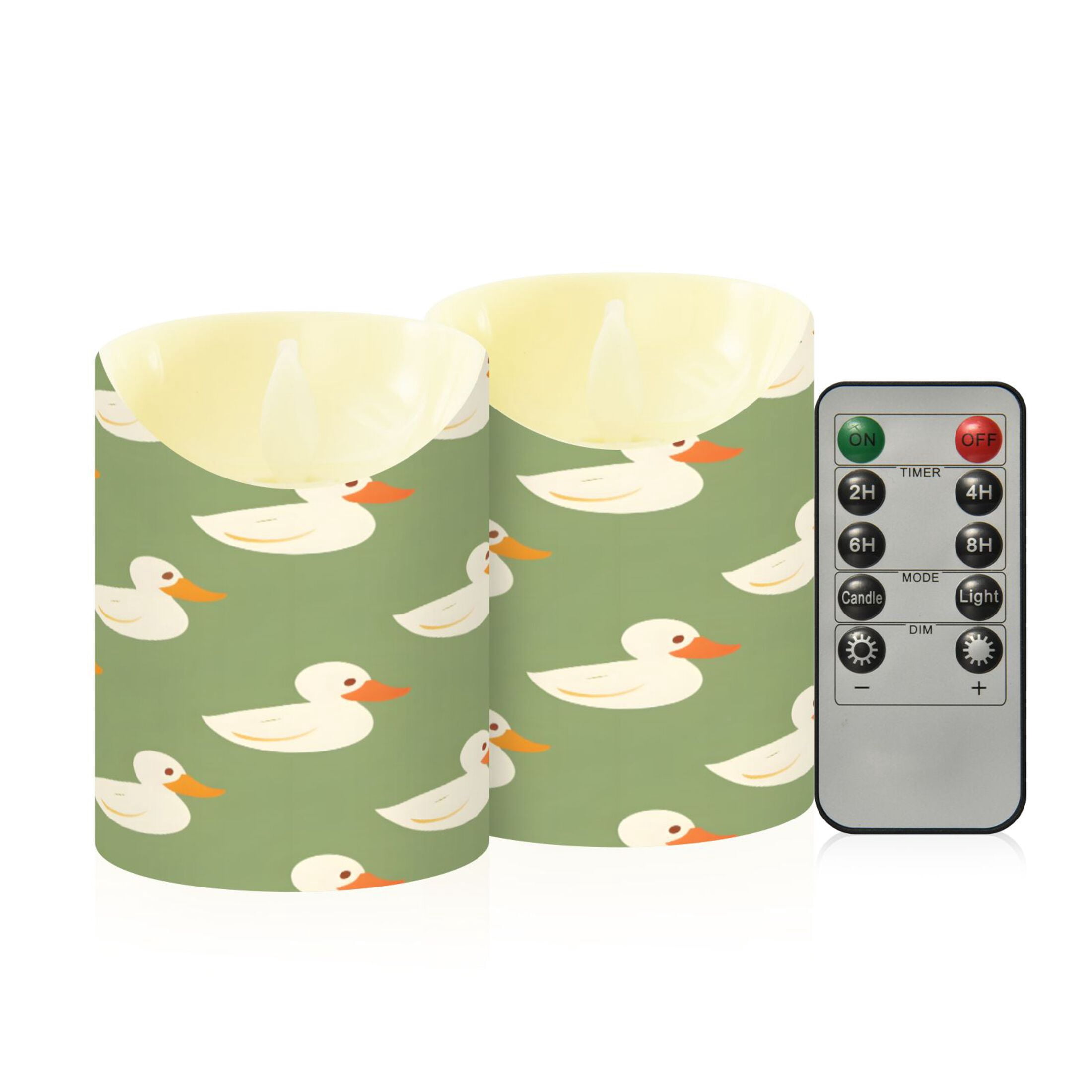 Duck Tile Pattern Flameless Candles 2 PCS with Remote Realistic Moving ...