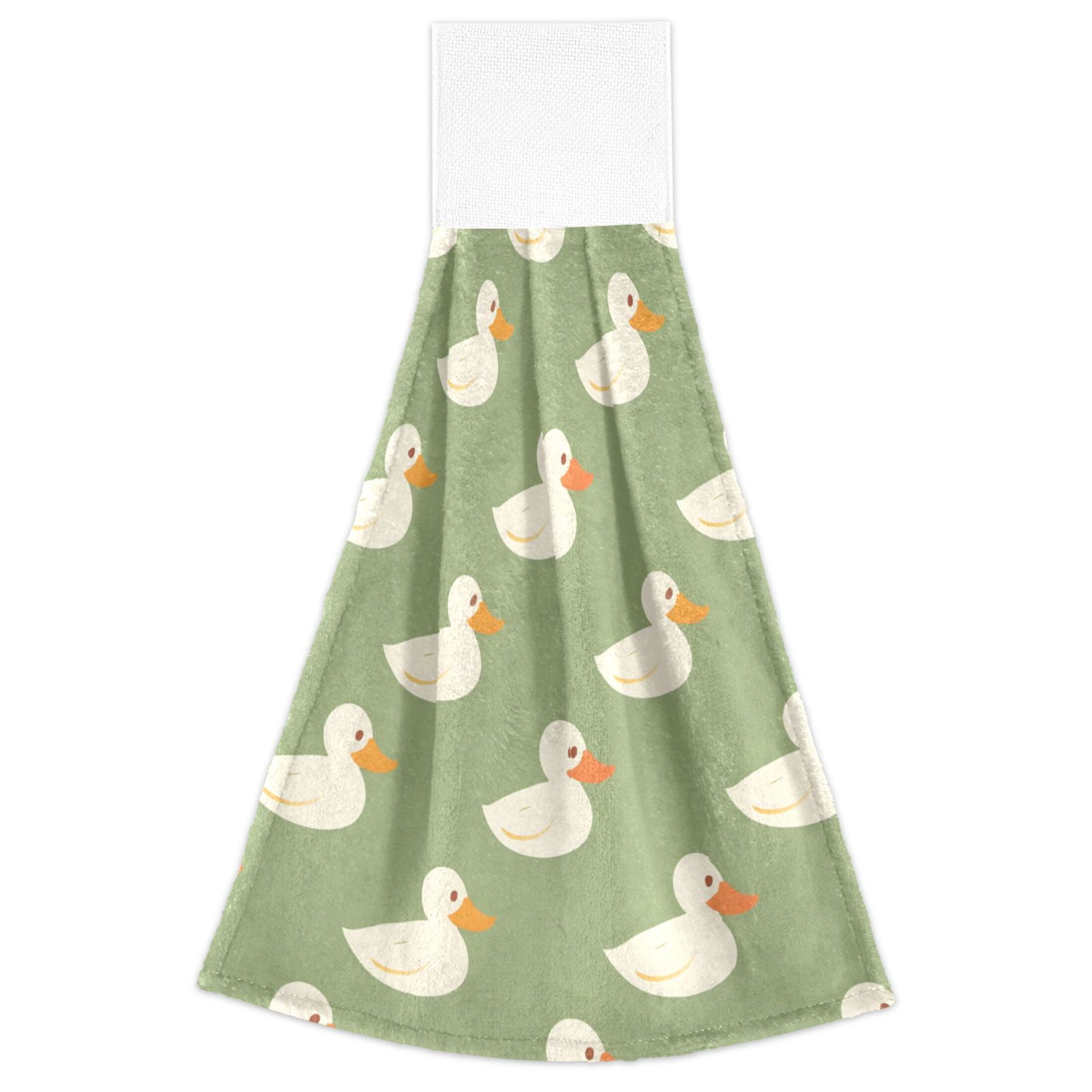 Duck Tile Pattern Hand Towels 2 Pack Quick Dry Velvet Soft with Velcro ...