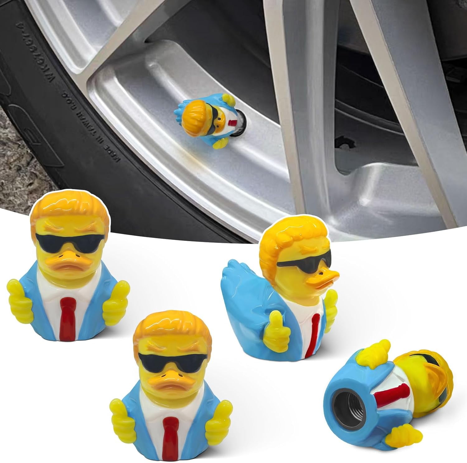 Duck Tire Stem Valve Caps，4 Pack Plastic Valve Stem Caps with O Rubber ...