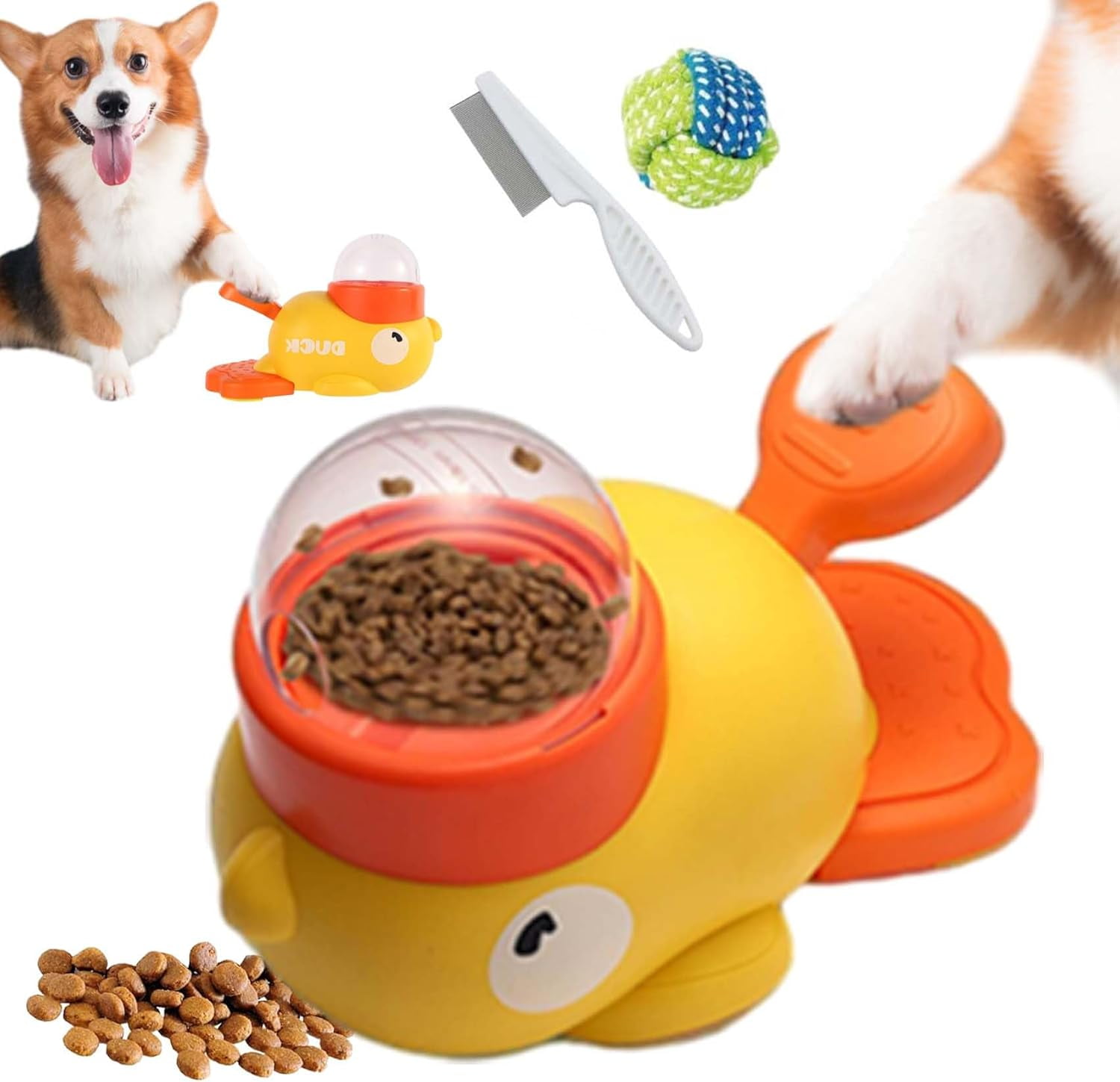 Duck Treat Dispenser, Interactive Dog Treat Dispenser Toy with Button ...