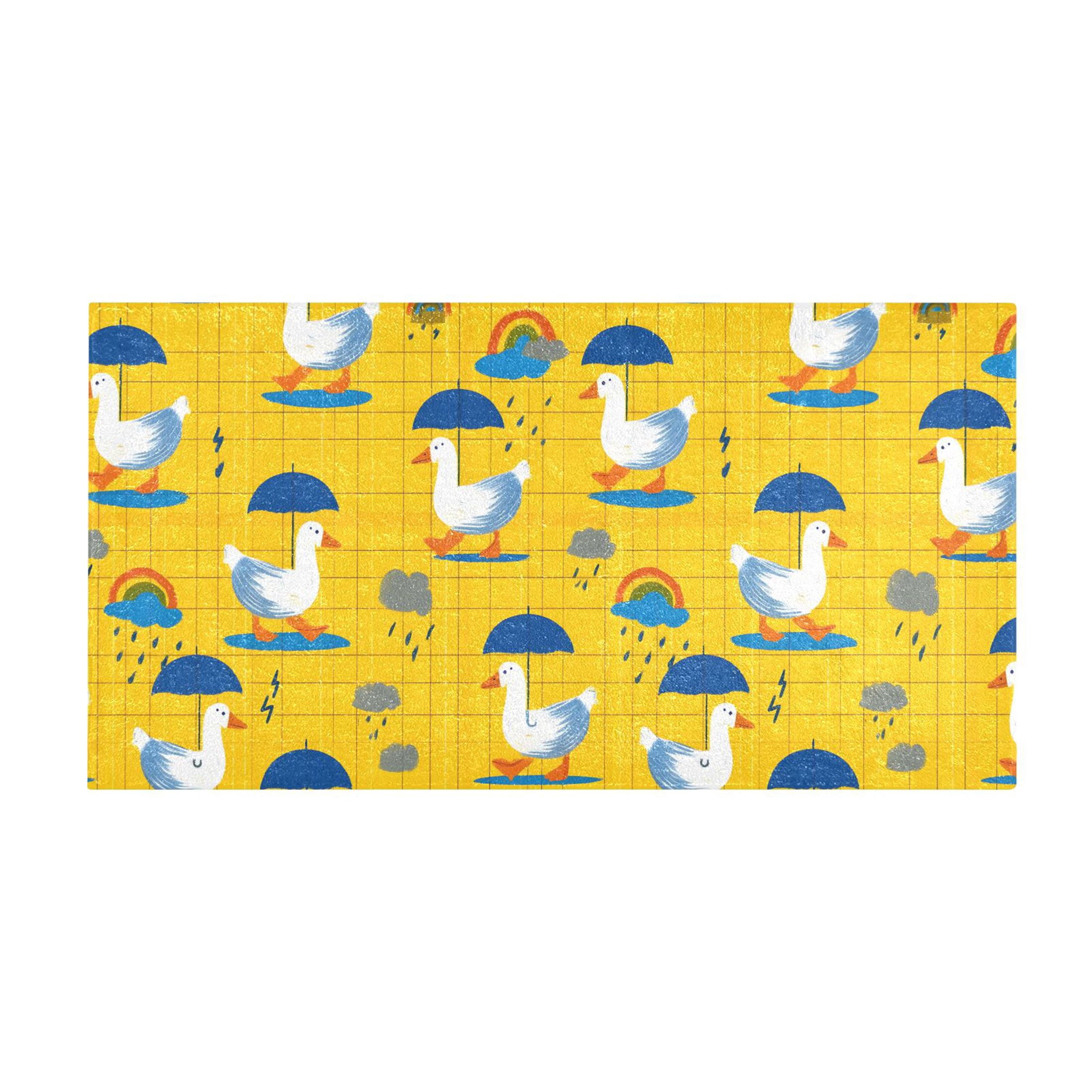 Duck Umbrella Pattern Bath Mat 39x20 Inch Soft Absorbent Non-Slip Plush ...
