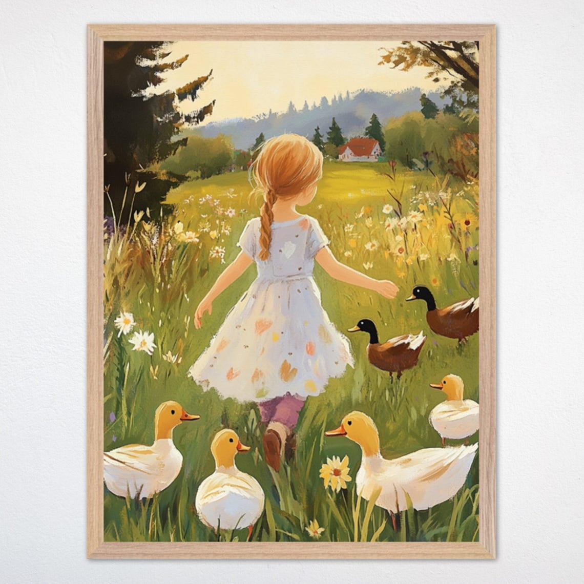 Duck Wall Art For Girl, Whimsical Duck, Playroom Framed Art, Farmhouse ...