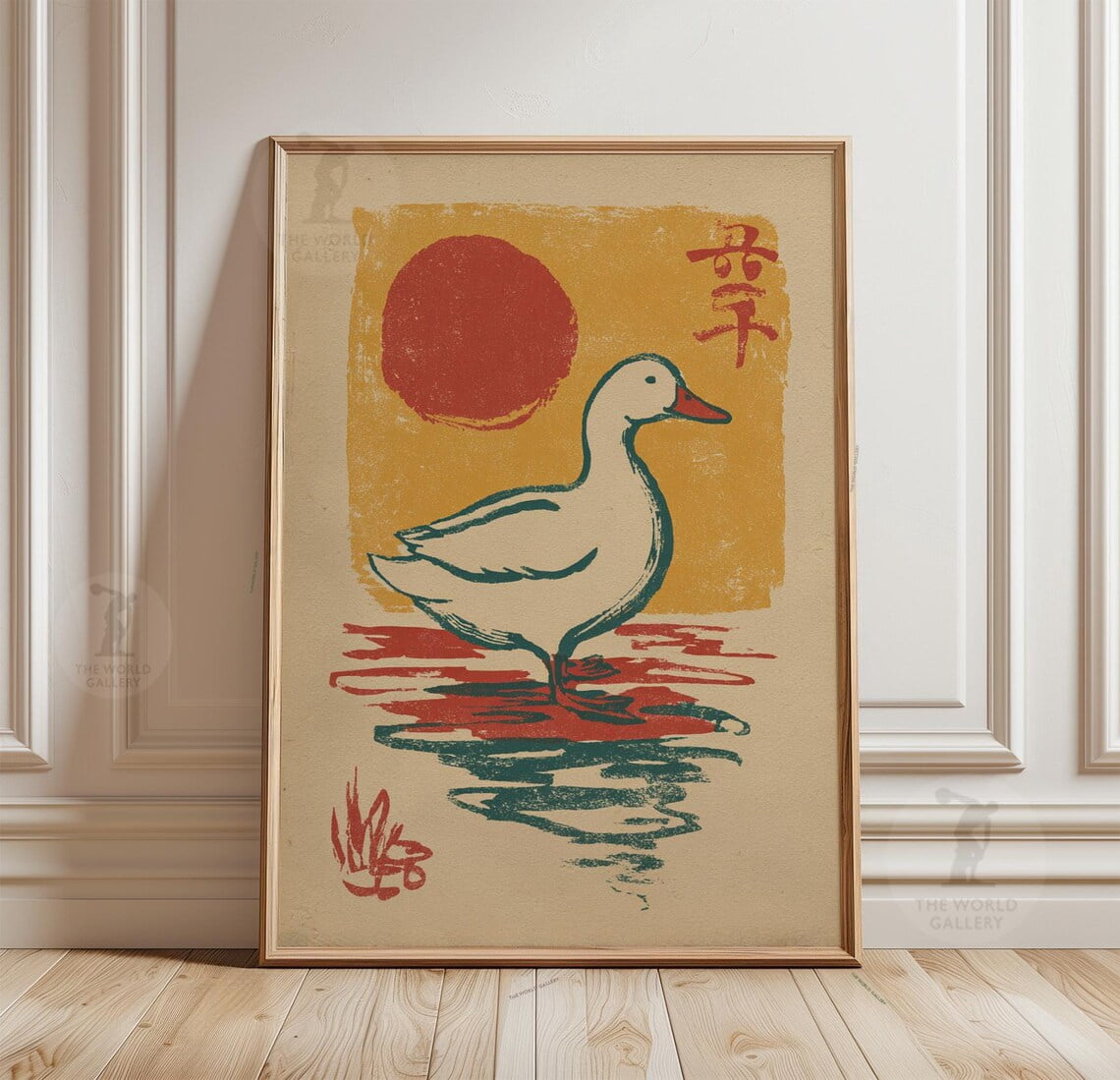 Duck Water Reflection Poster Japanese Folk Art Nature Water Decor Art ...