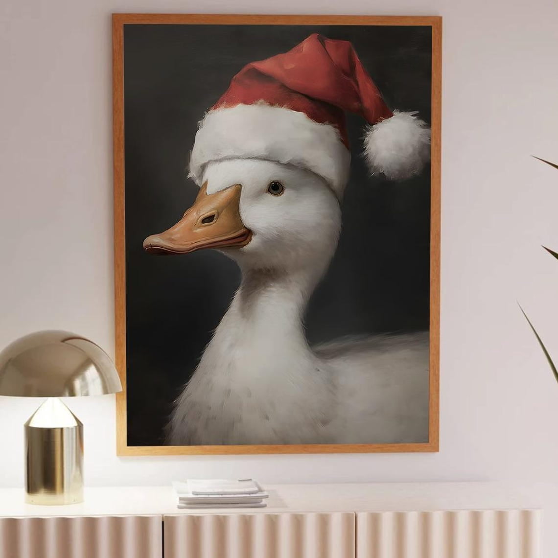 Duck Winter Poster Santa Hat, Rustic UNFRAMED Poster, Wall Art for ...