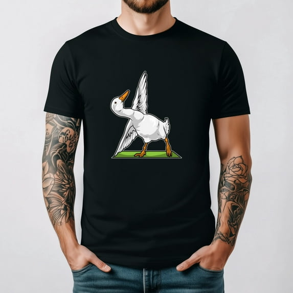 Duck Yoga Mat Funny Animal Exercise Cartoon Graphic Unisex T-Shirt up ...
