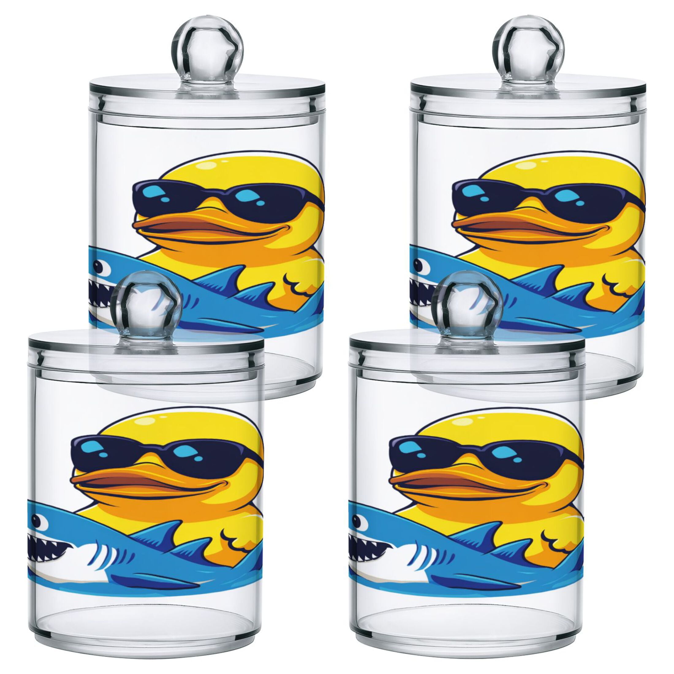 Duck and Fish Translucent Plastic Cans Storage Canisters with Lid Set ...