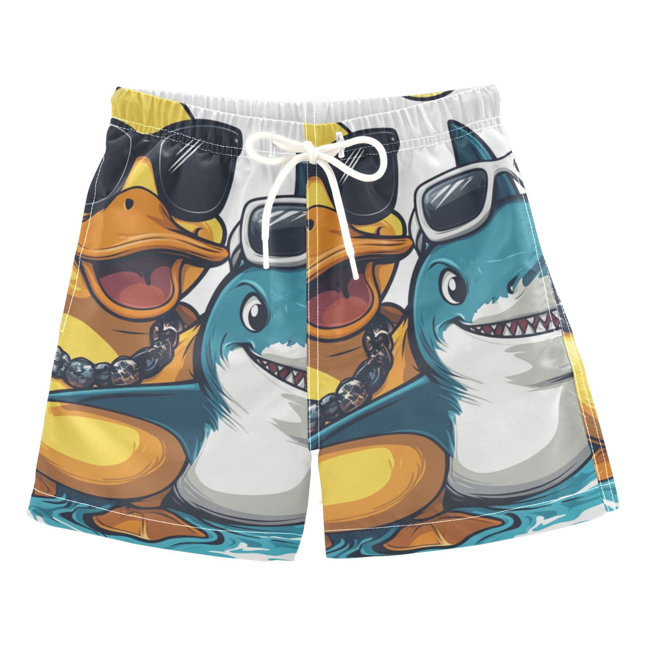 Duck and Fish with Sunglasses Boys' Swim Trunks Board Shorts Beach ...