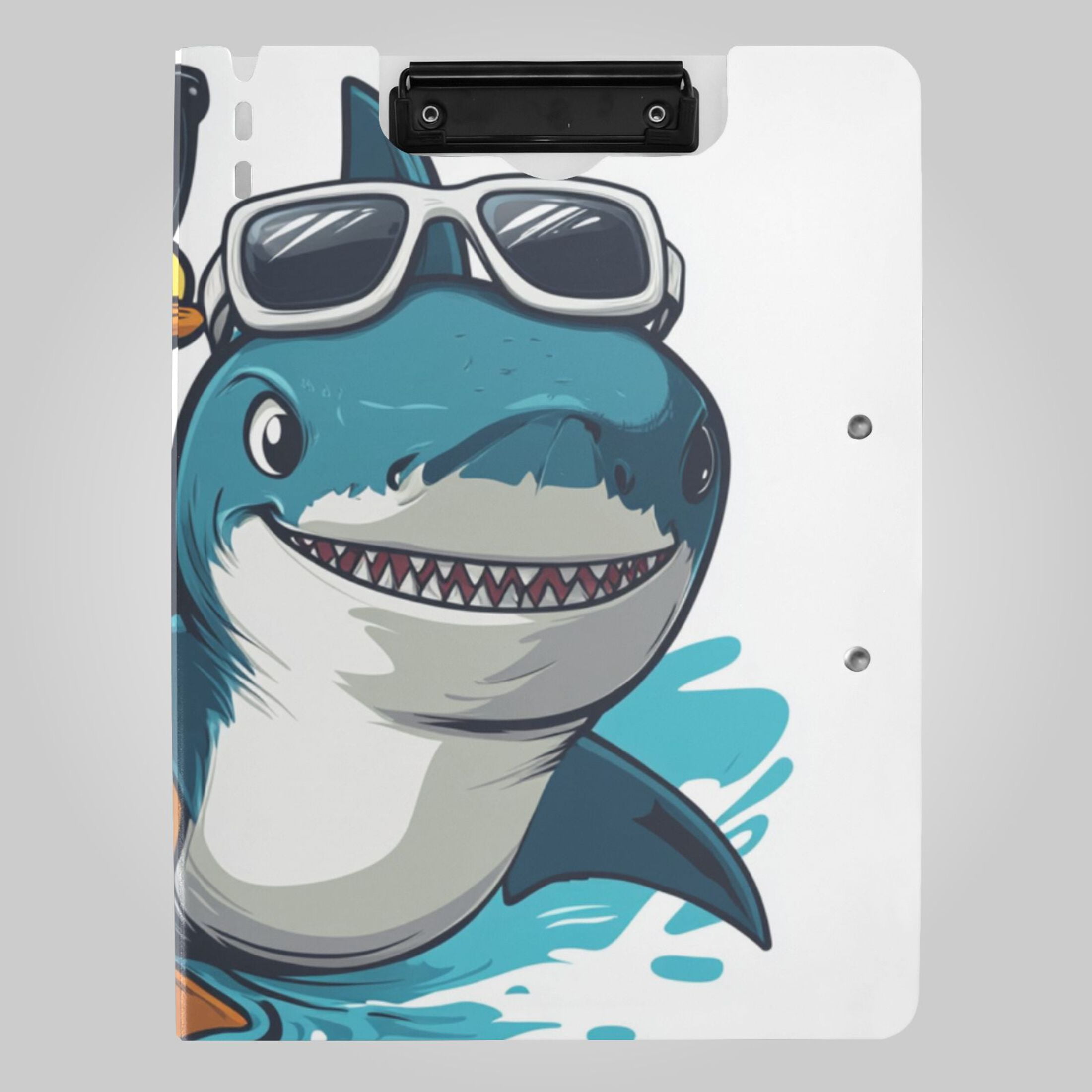 Duck and Fish with Sunglasses Foldable Binder Folder Clipboard with Pen ...