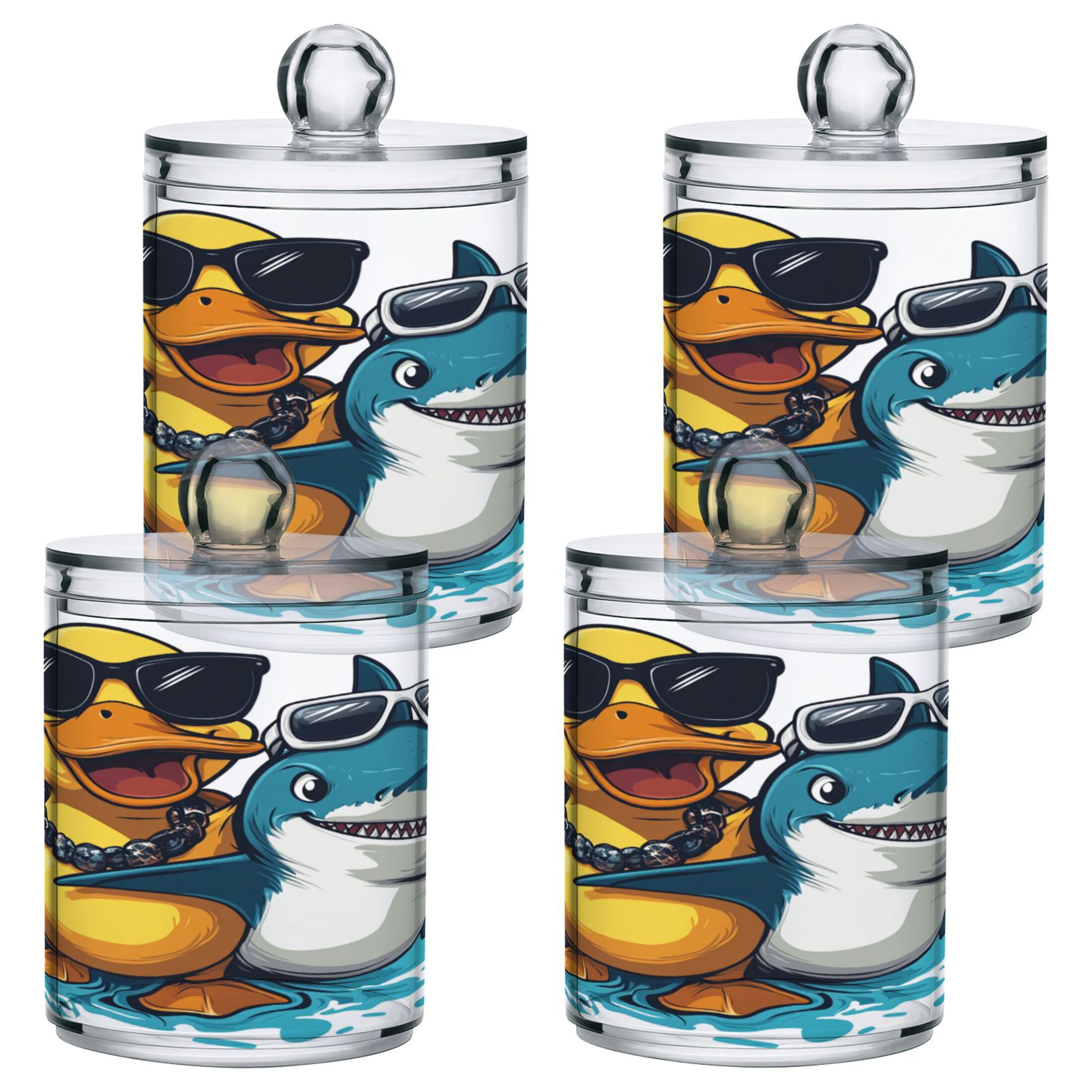 Duck and Fish with Sunglasses Translucent Plastic Cans Storage ...