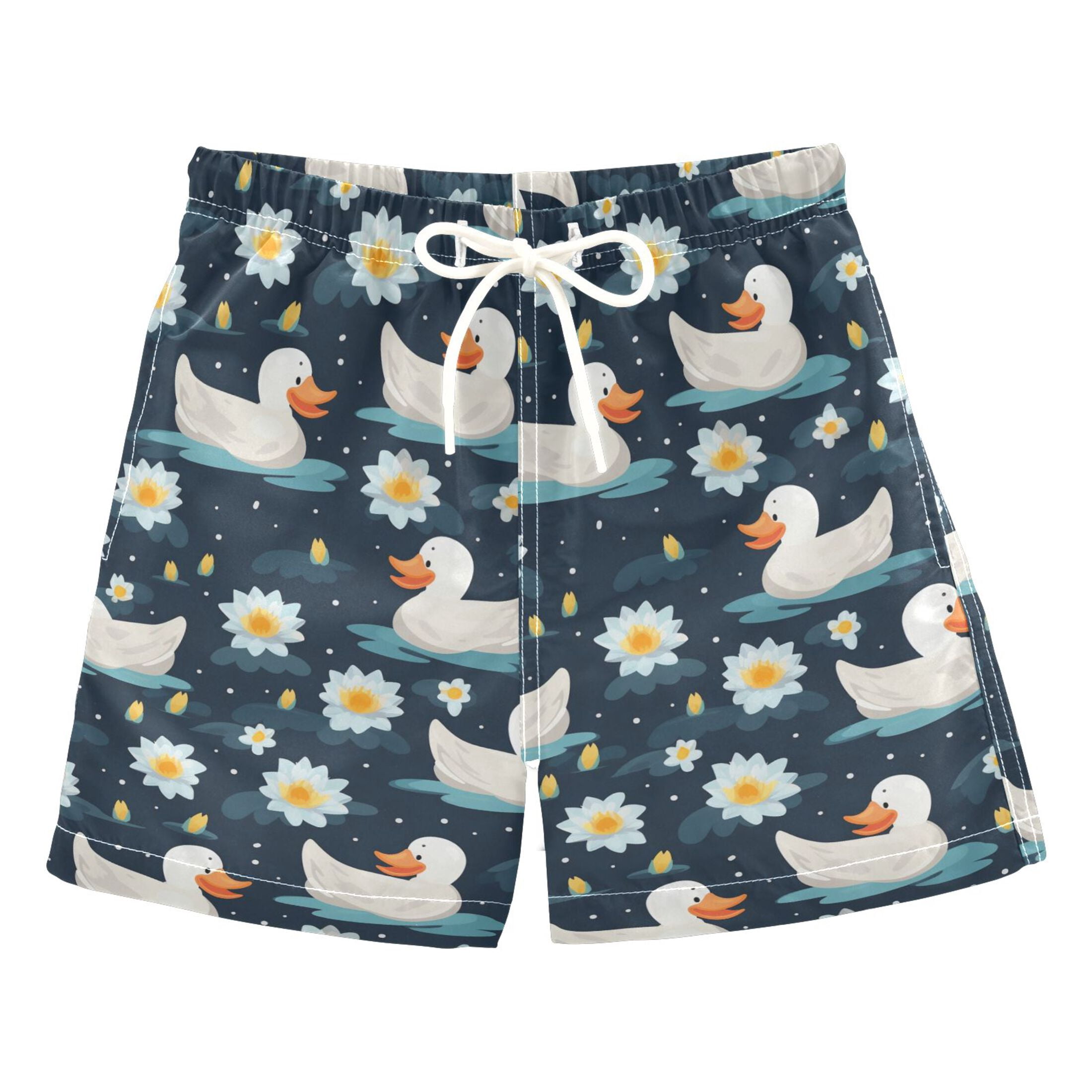 Duck and Flowers Swim Trunks Quick Dry Beach Pool Board Shorts ...