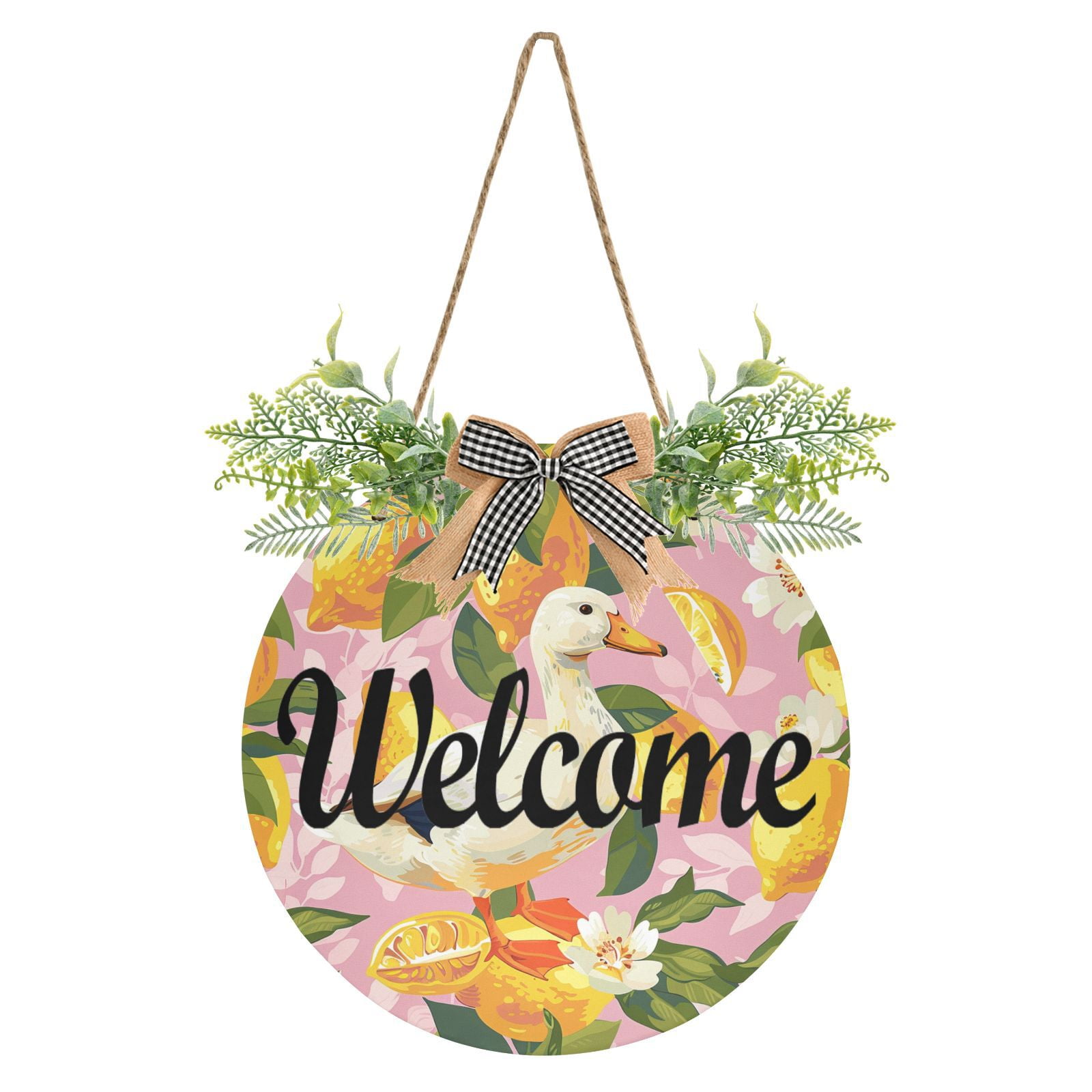 Duck and Lemon Welcome Sign for Front Door Wreath Door Sign for ...